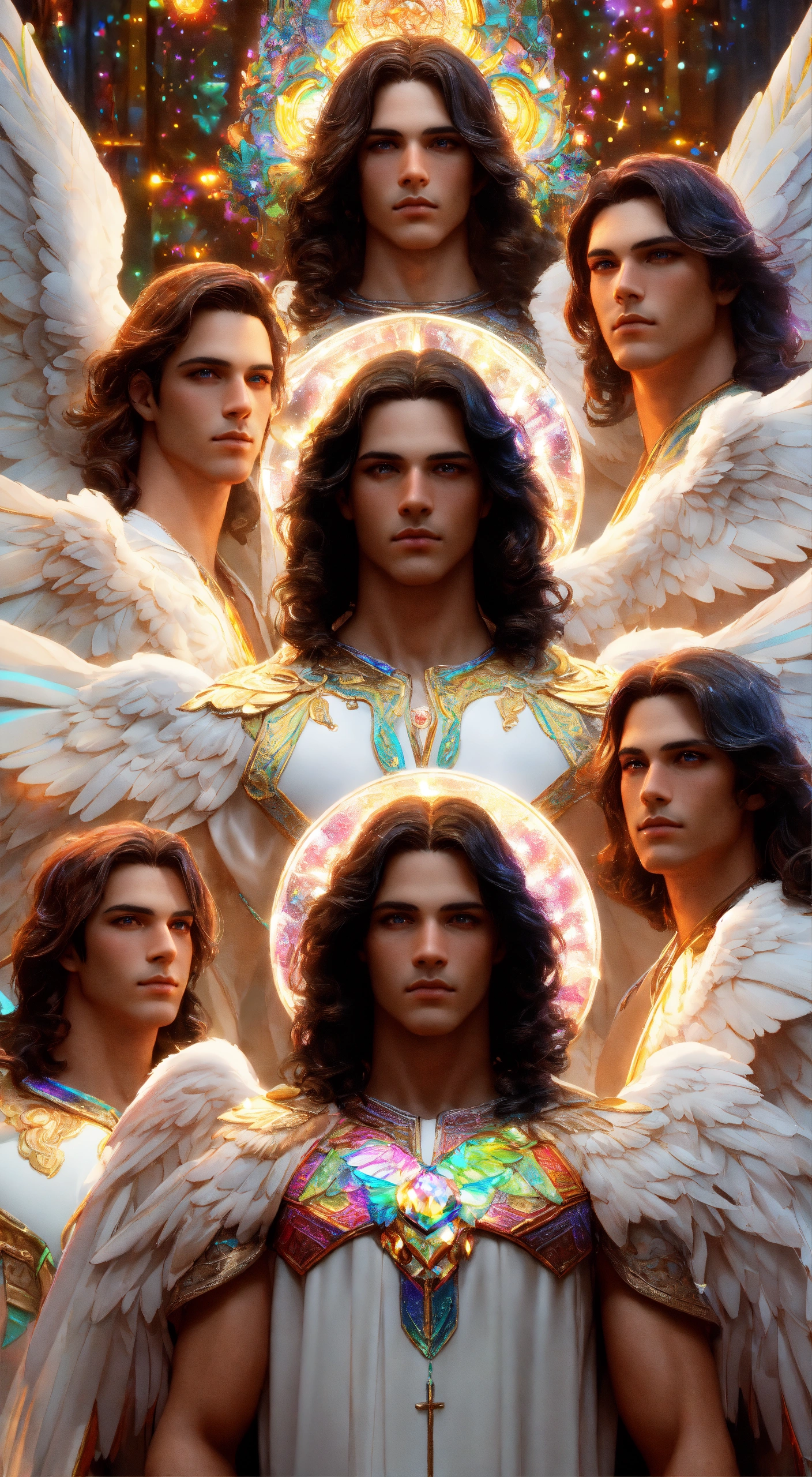 Lexica - Group of 7 beautiful and perfect male Angels, detailed and ...