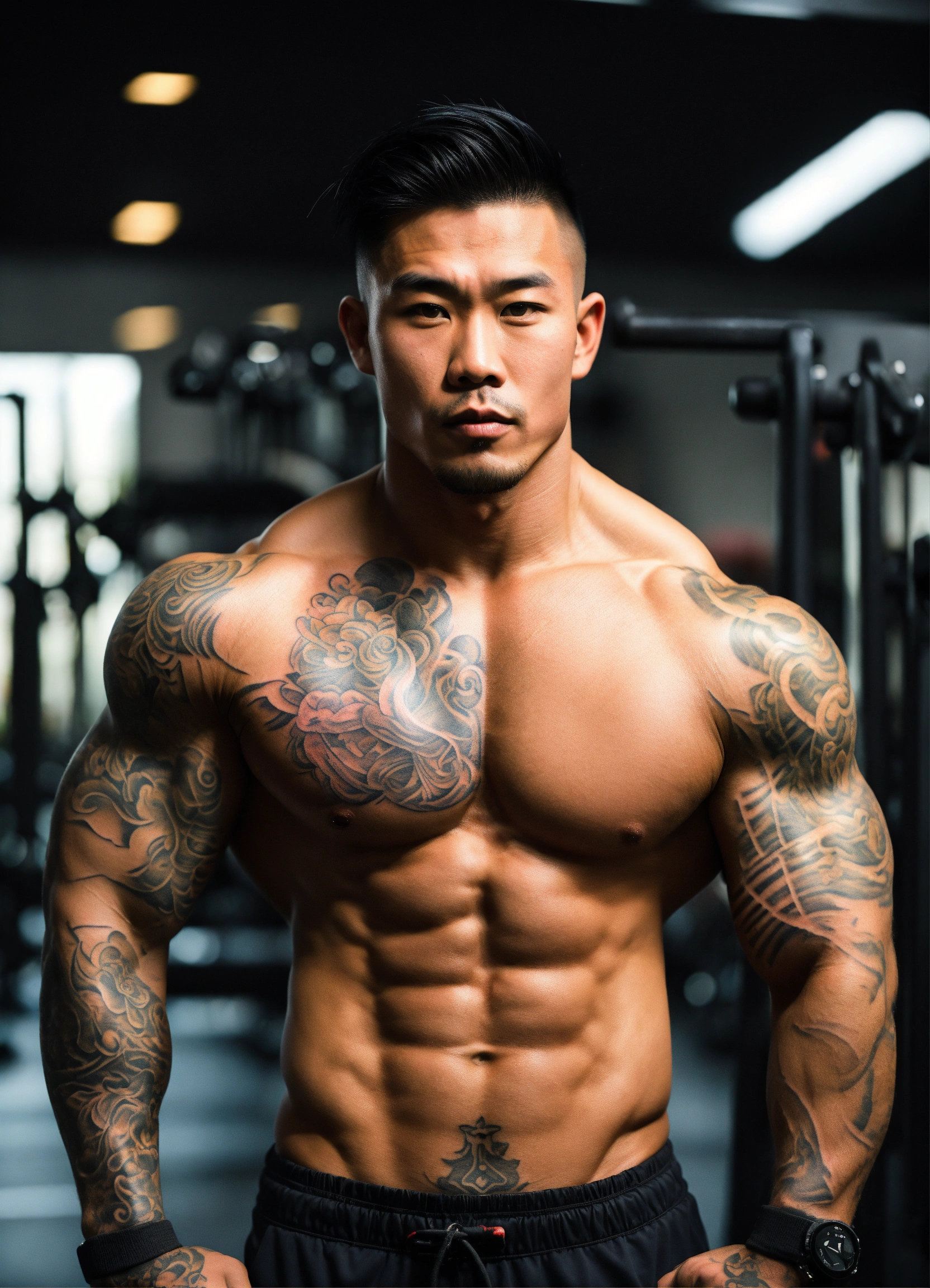 Lexica - I am a tattooed Asian men athlete bodybuilder called Justine ...