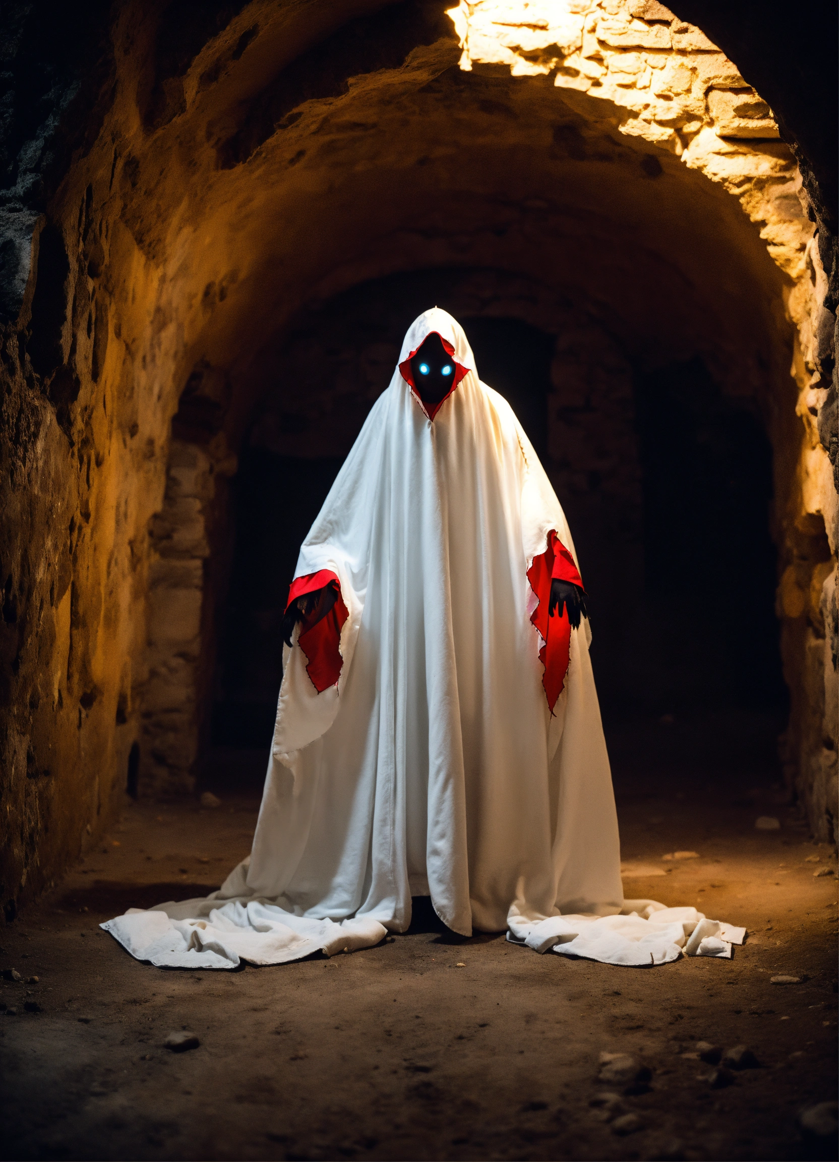 Lexica - A tiny creature in a ghost costume. The costume is a white ...