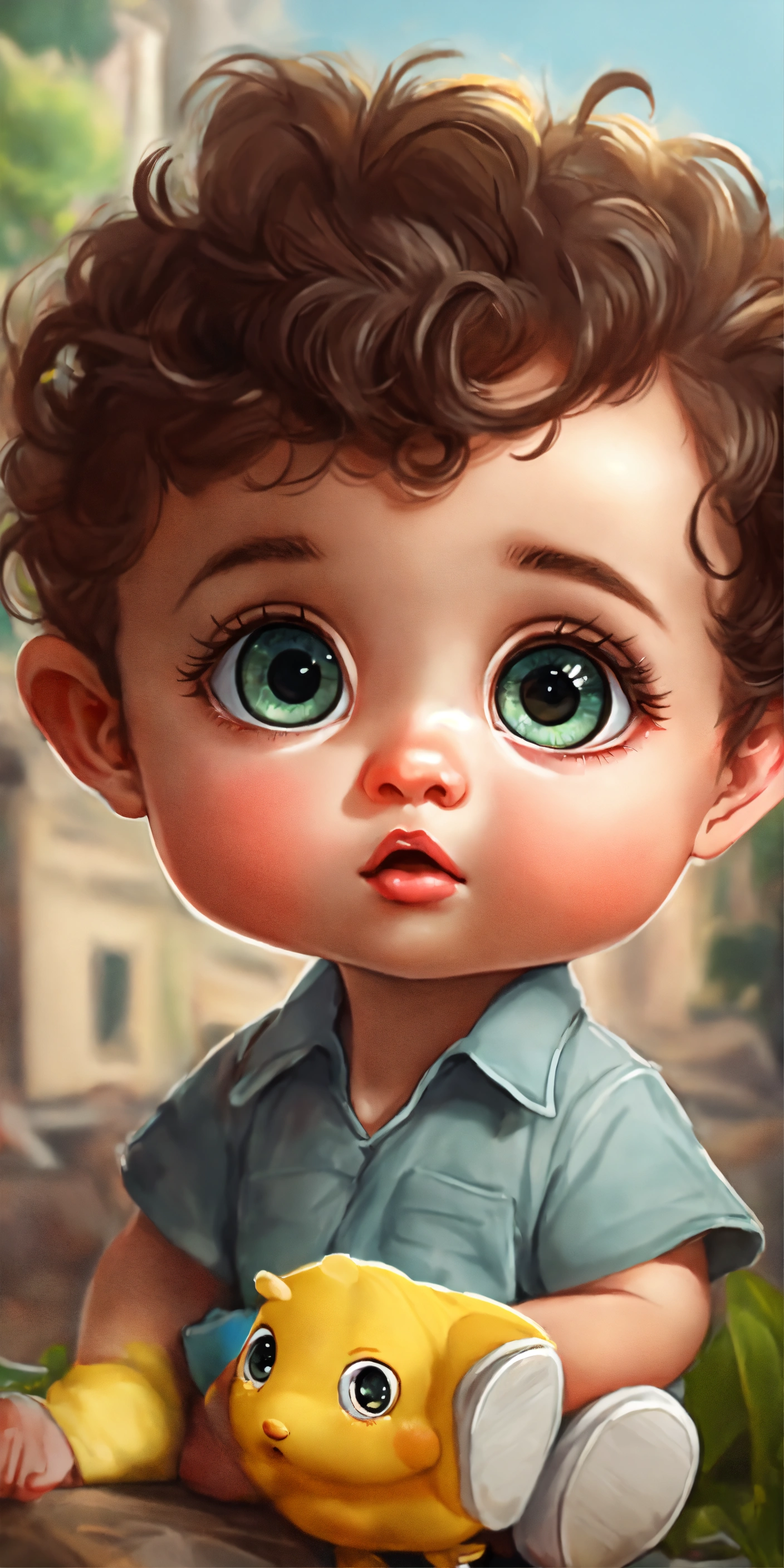 Lexica - Pelécute baby cartoon realist big eyes