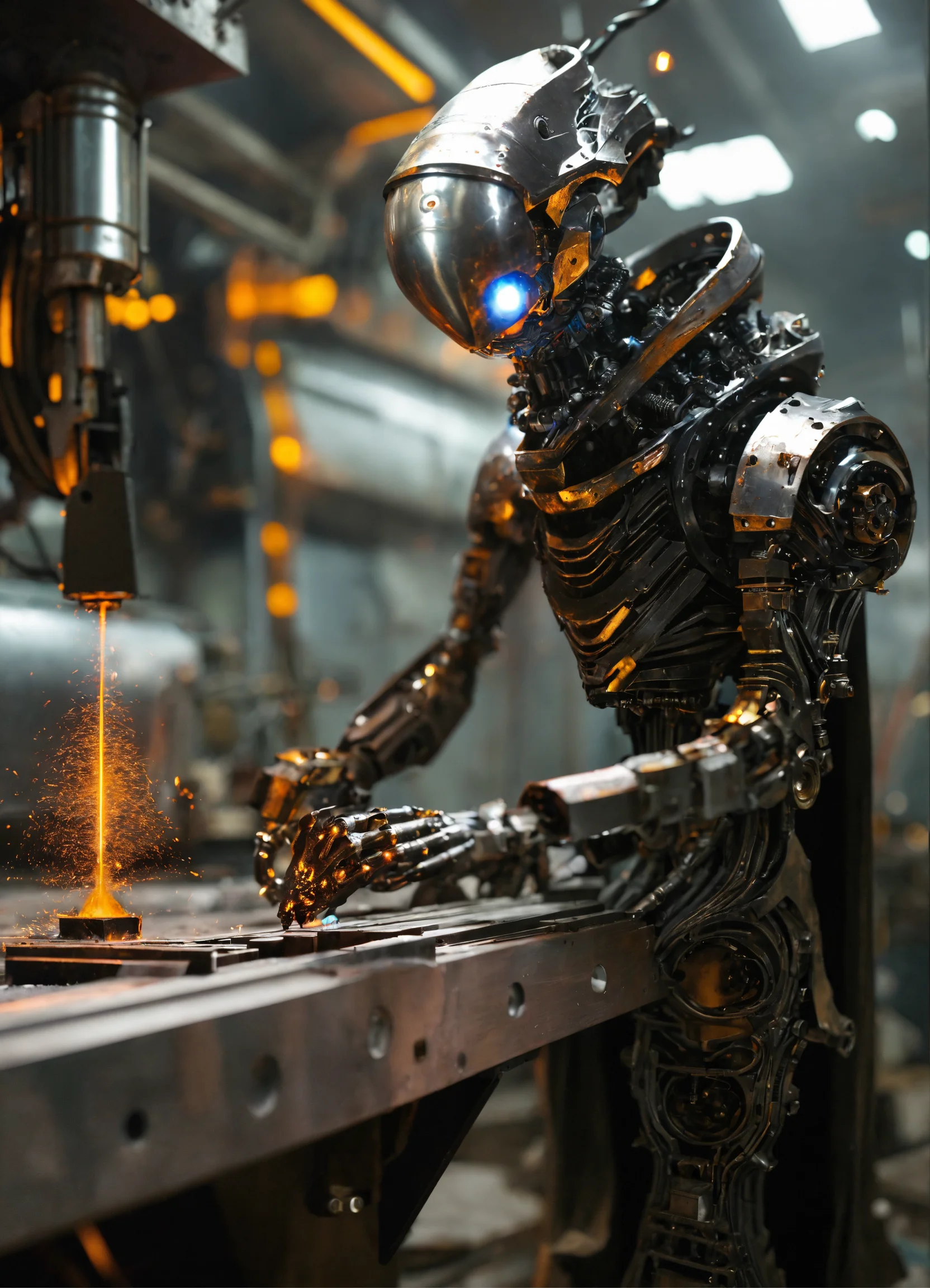 Lexica - Imagine a cosmic void warlock milling on CNC machine titanium.