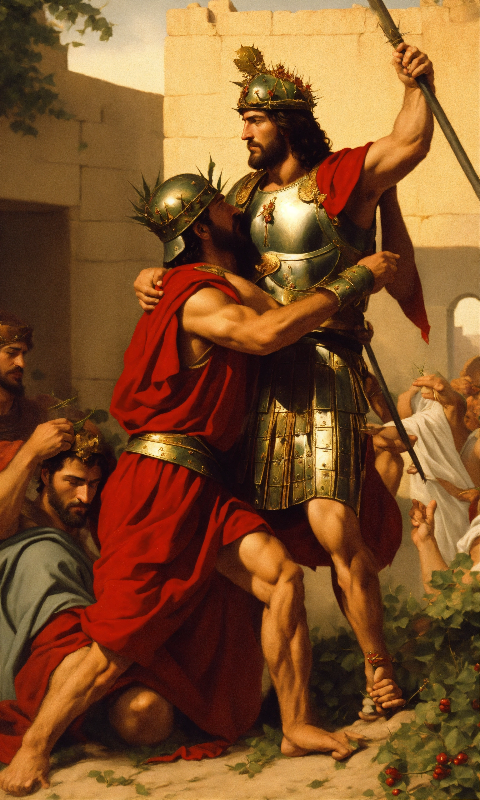 Lexica - A roman soldier hitting Jesus on his back, jesus wearing ...