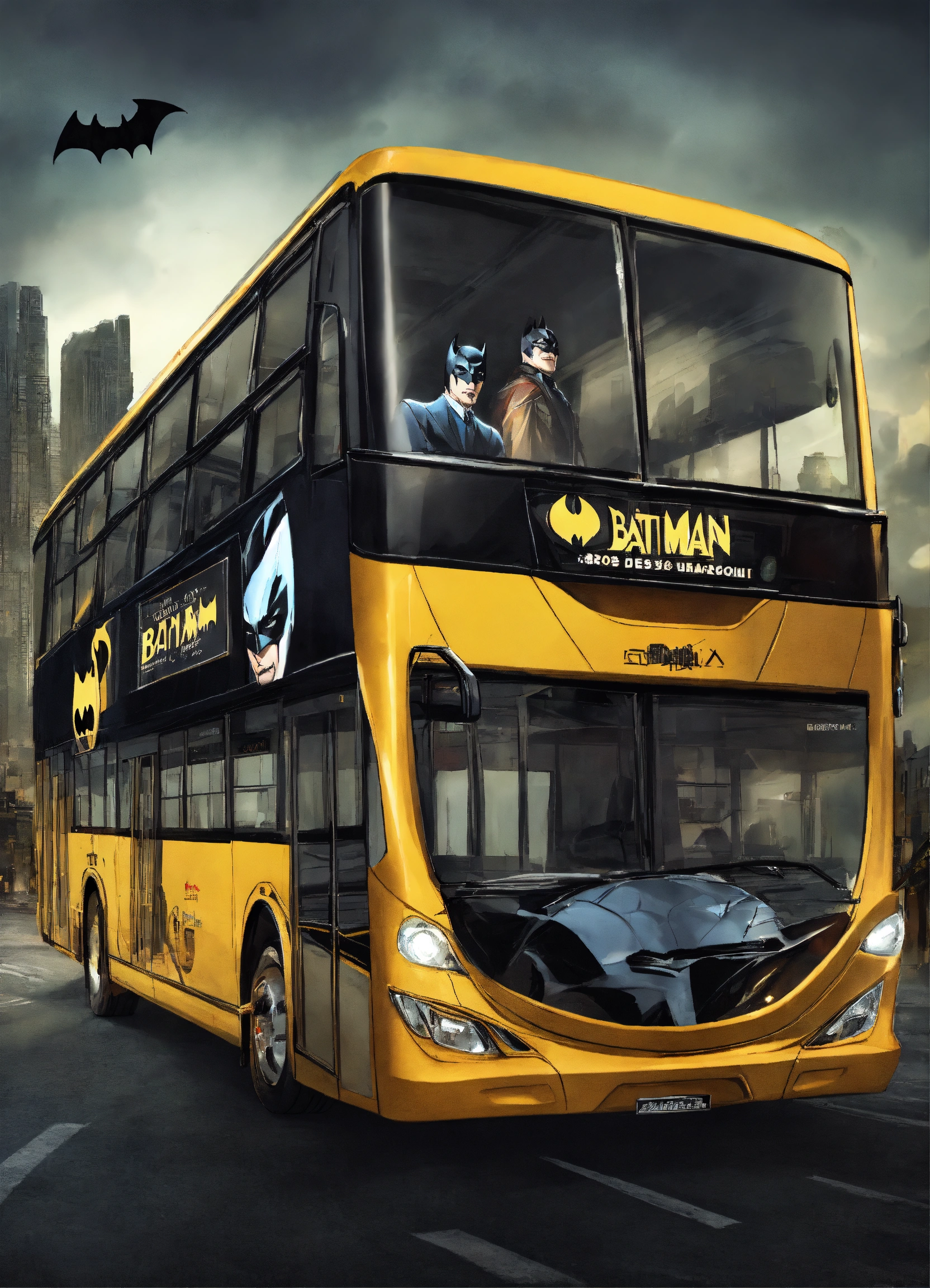 Lexica - Bus desain batman, caricature
