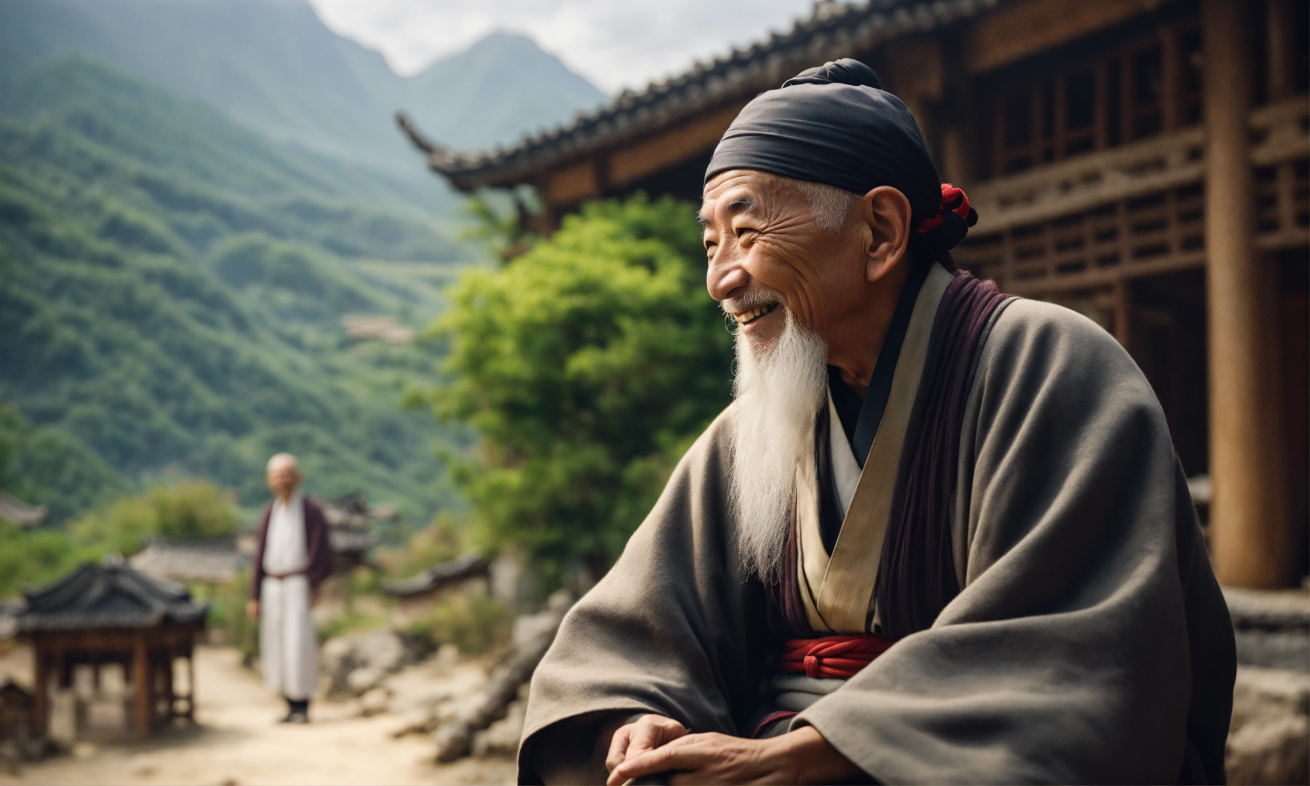 Lexica - Portrait of an old zen master smiling and chatting with young ...