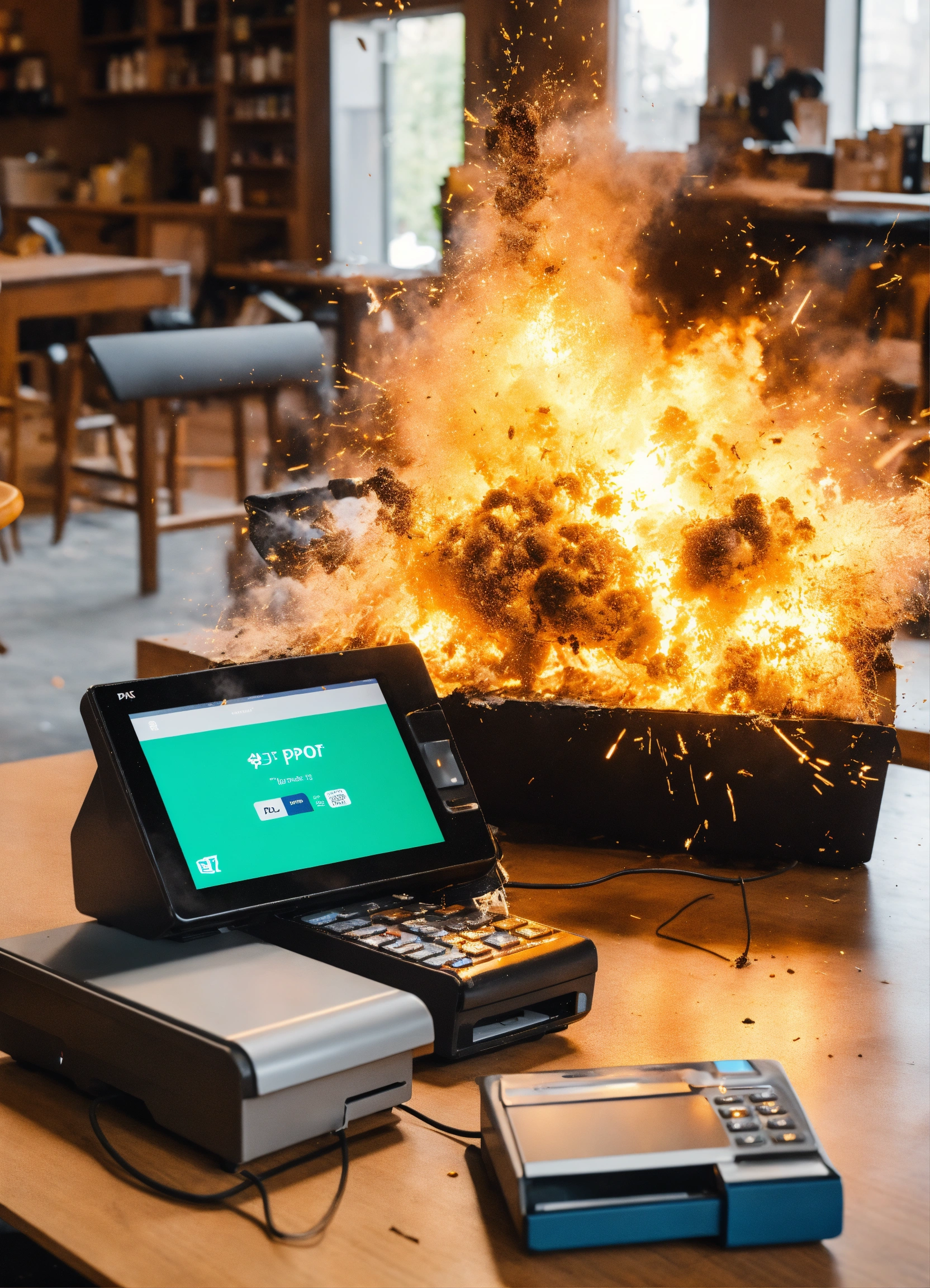 Lexica - A payment pos device exploded and the rest of it is on the table