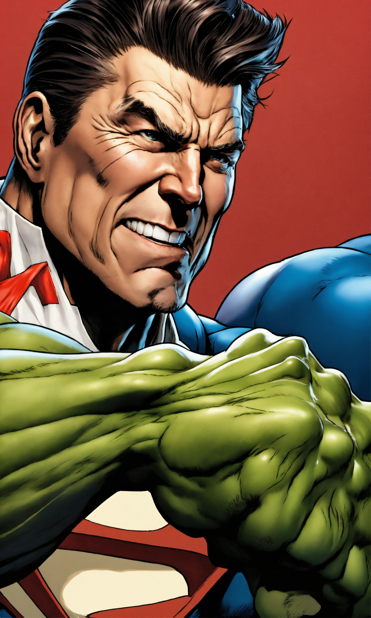 Lexica - Ronald reagan, hulk, superman, wolverine, posing for a picture ...