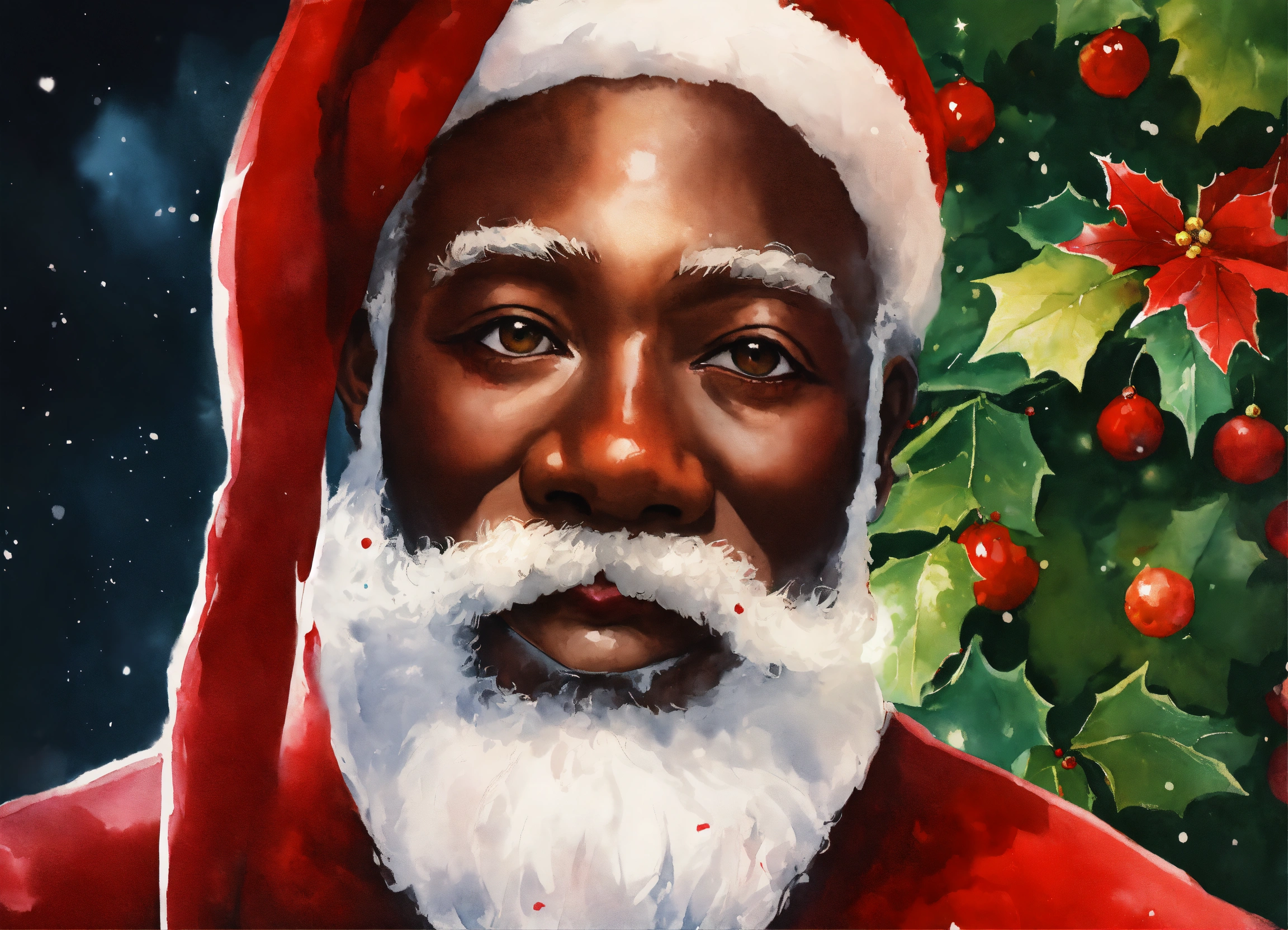 Lexica - Deep complexion Black Santa Claus. Bright moist and soulful ...