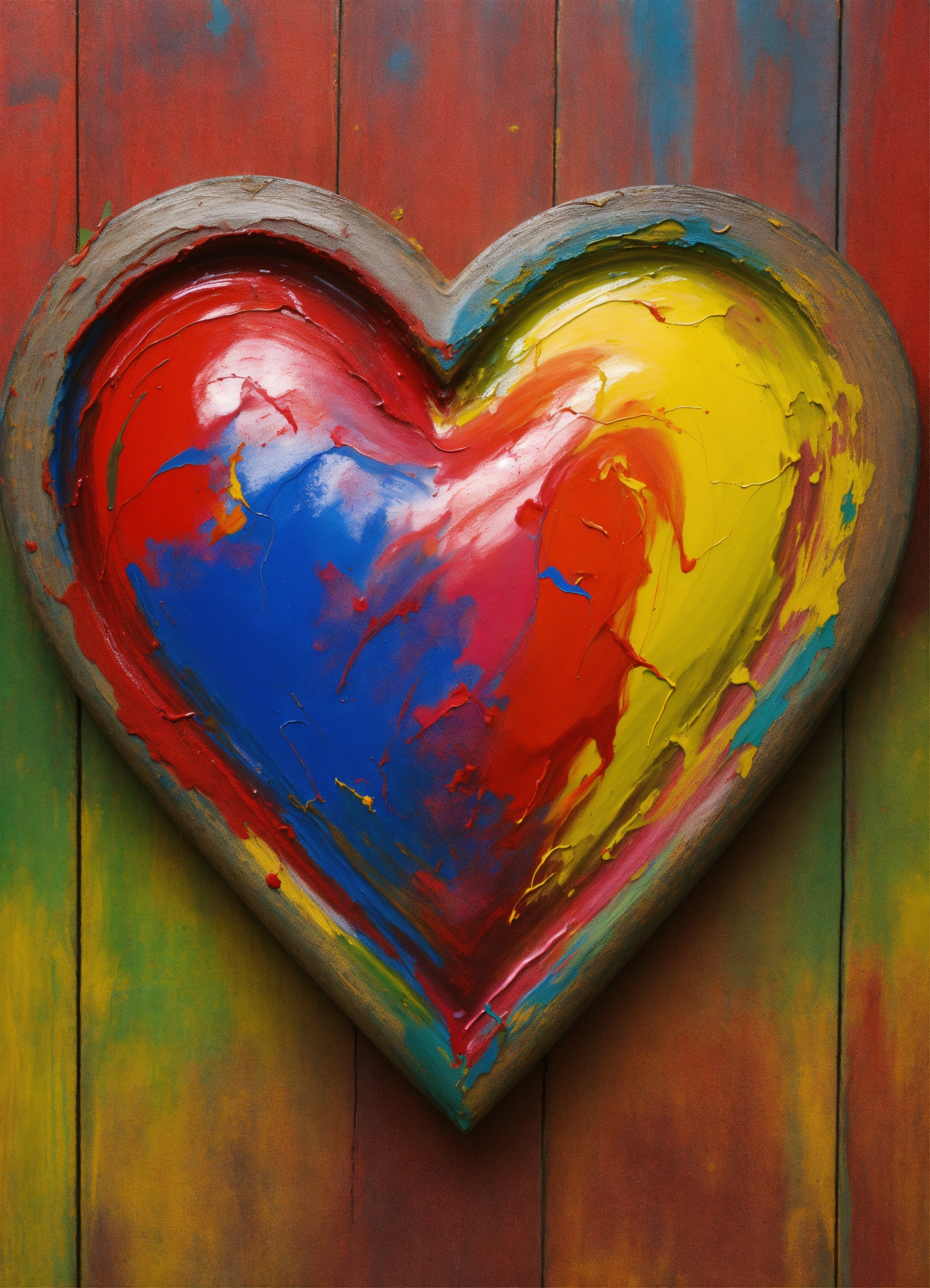 Lexica - The heart is painted in several colors.