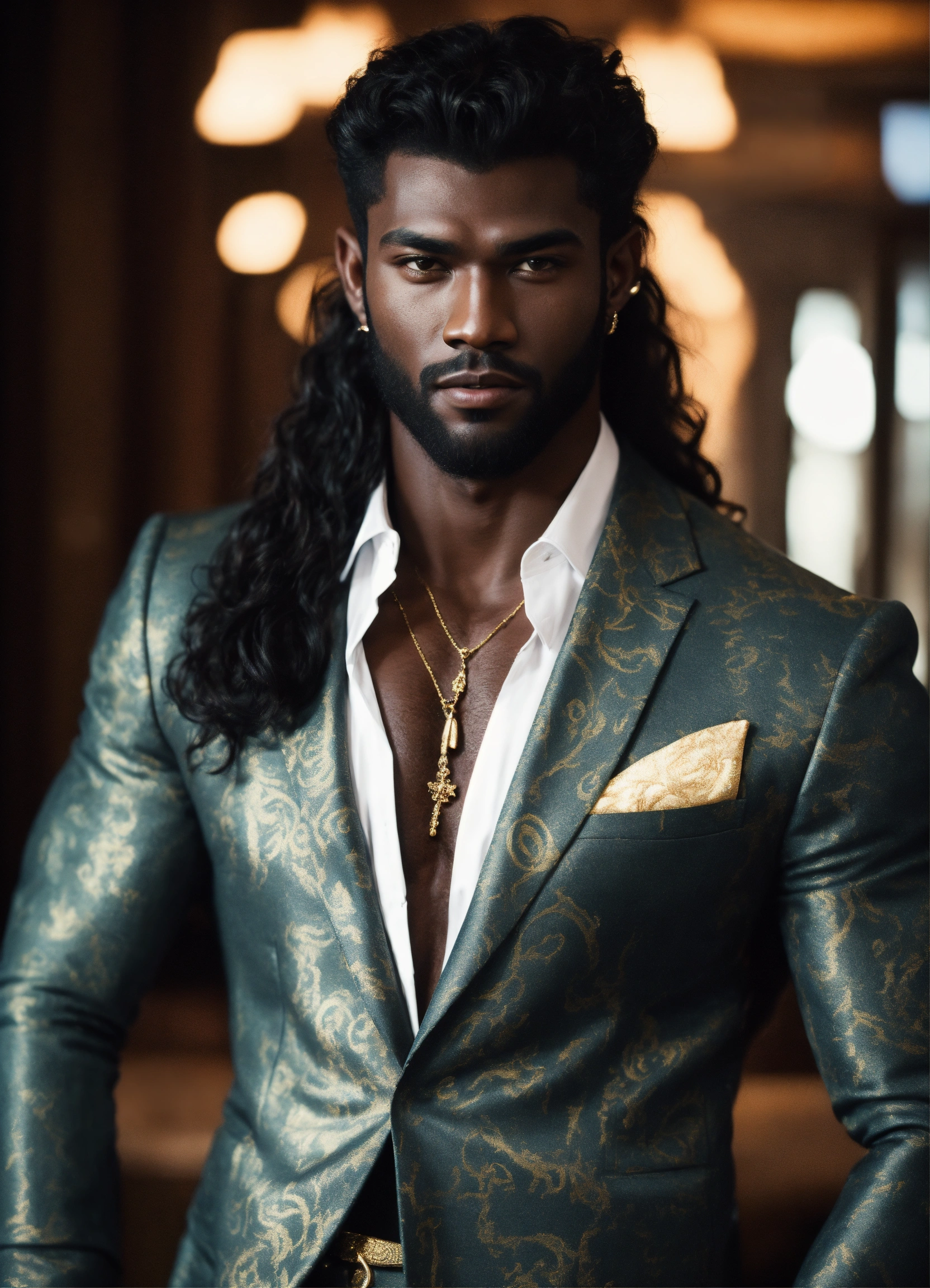 Lexica - Handsome human-looking alien male. With black skin. Arab ...