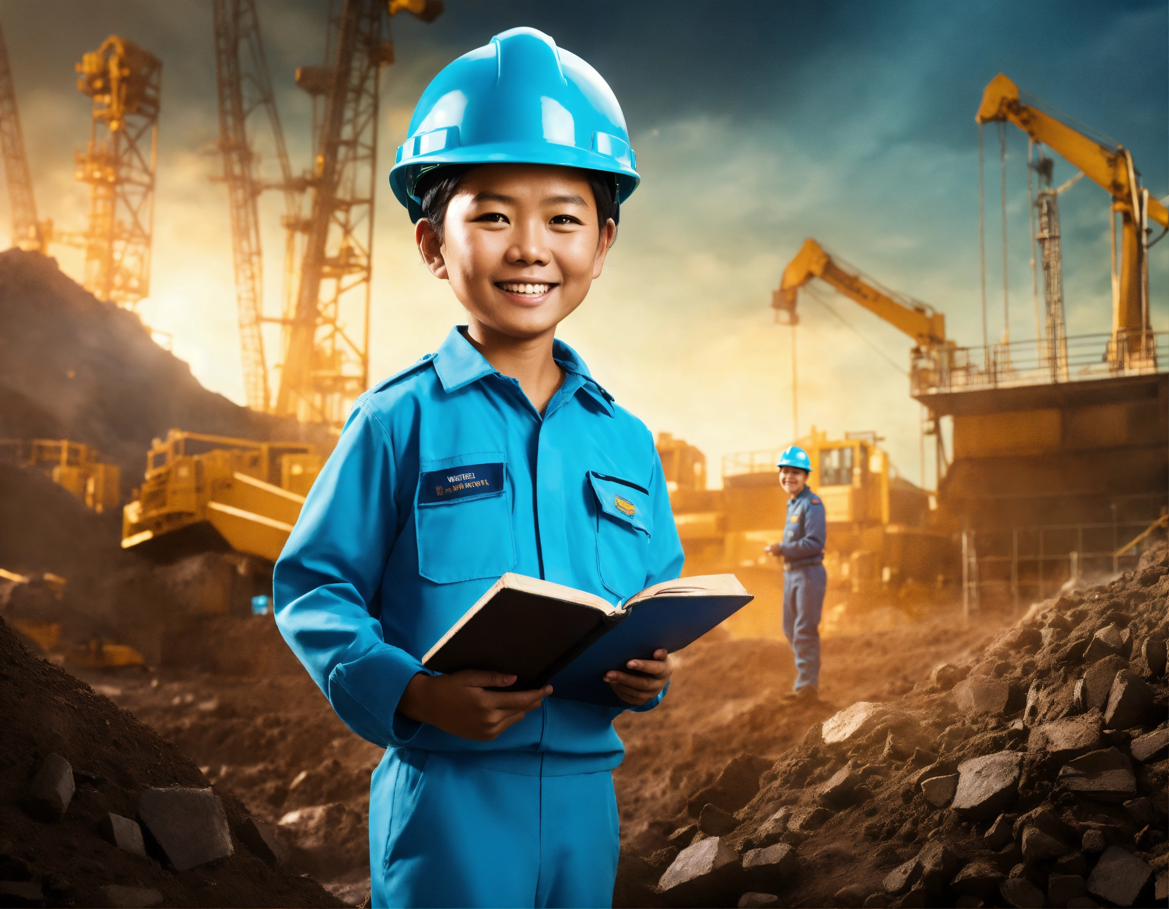 Lexica - Technical officer wearing light blue engineering uniform ...