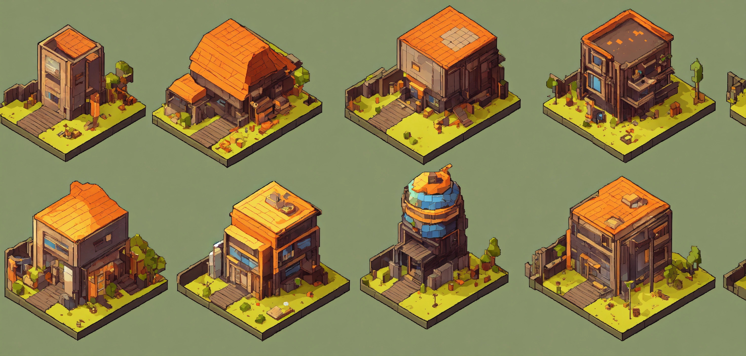 Lexica - Simple clean blocky 2d isometric pixel concept sprites of an ...