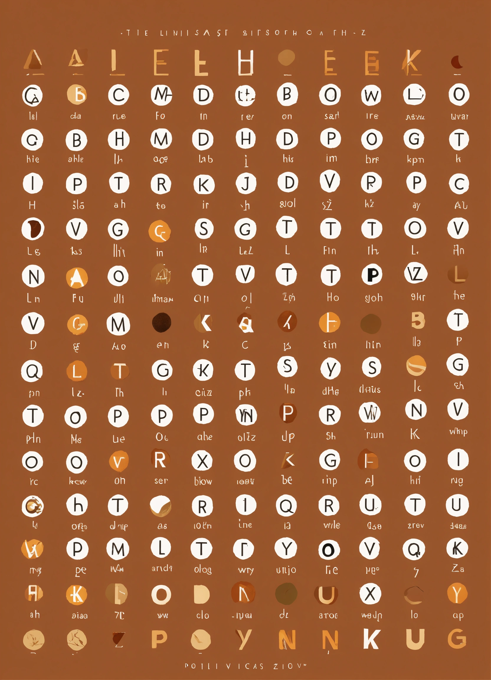 Lexica - Minimalist poster with alphabet letters A-Z in earth tones ...