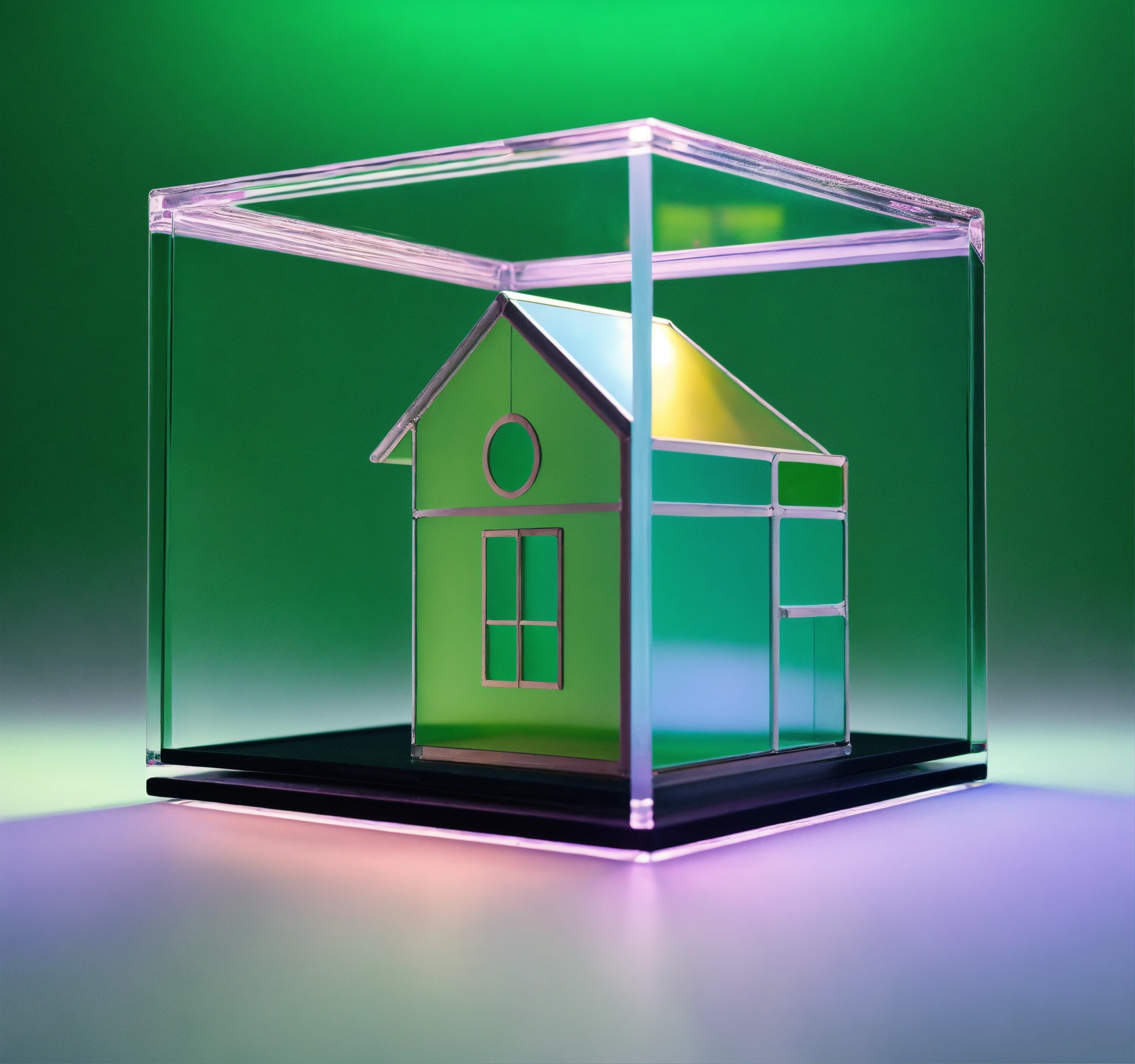 Lexica - Cube, 4k, small house inside cube!, frosted glass, iridescent ...