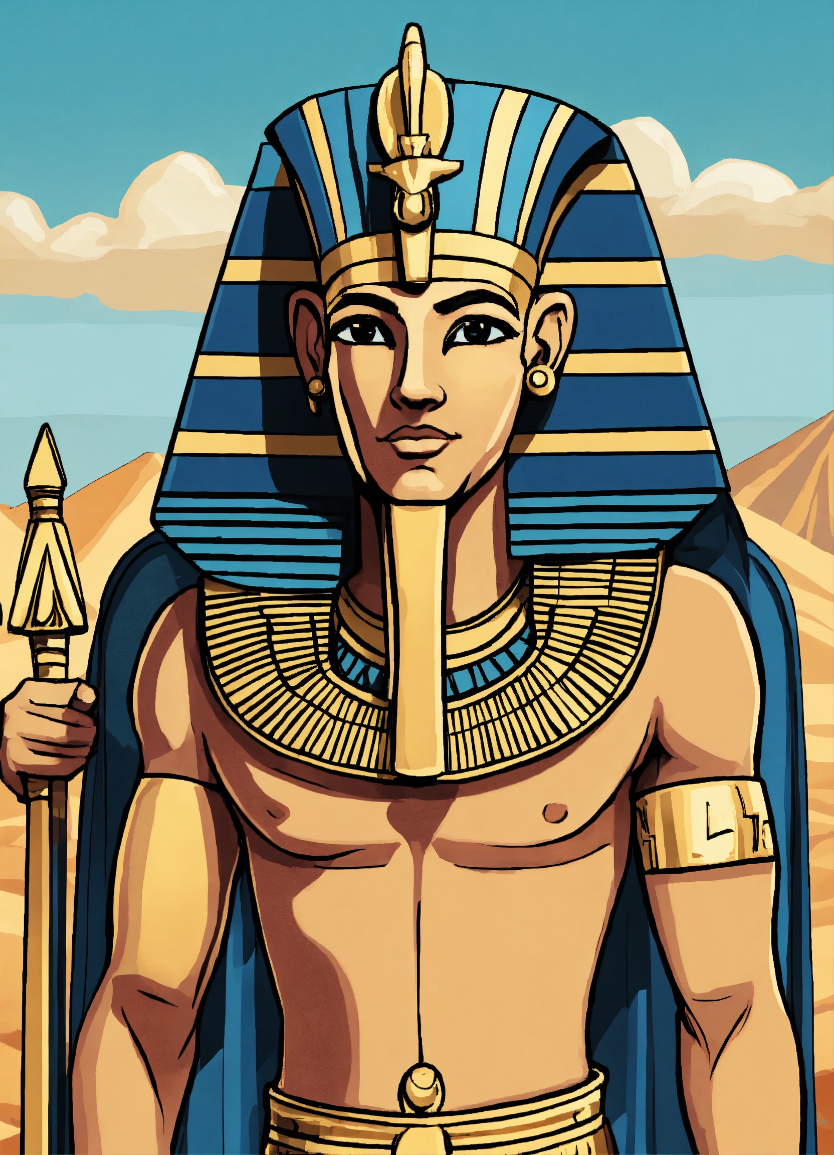 Lexica - Pharaoh Rameses from the bible, 2d cartoon, face closeup