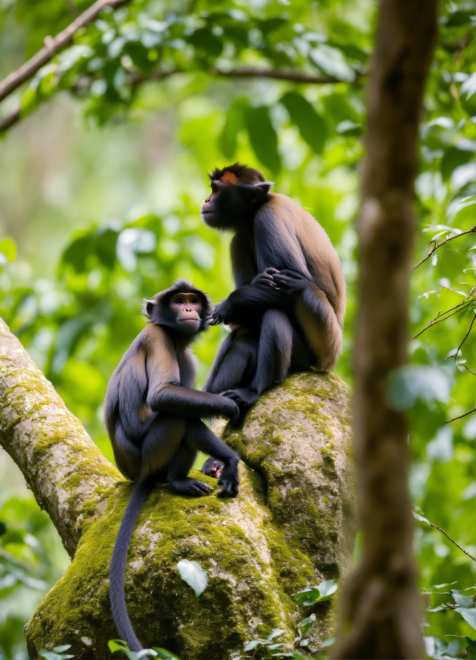 Lexica - Two female spider monkeys facing each other, as if they were ...