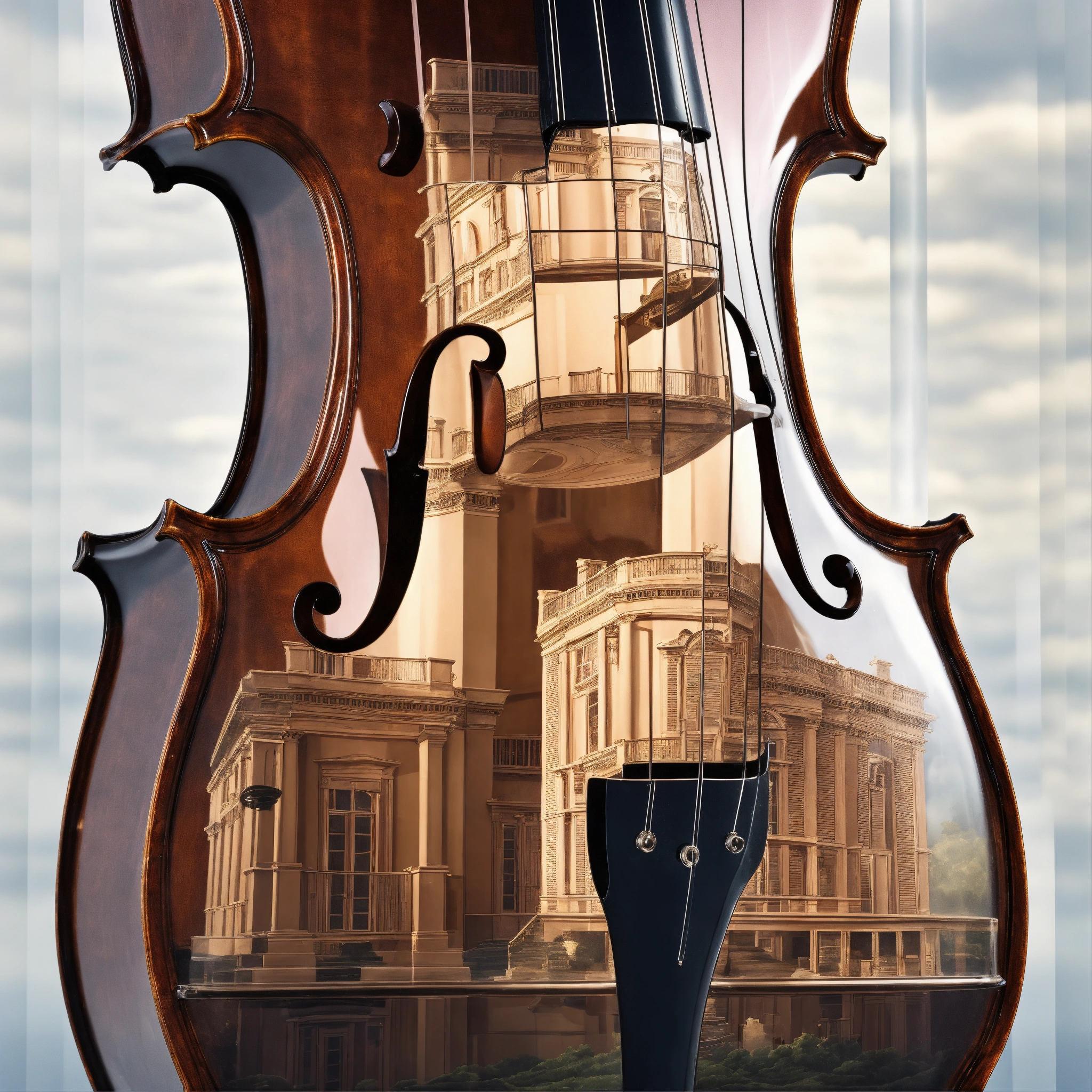 Lexica - A photorealistic closeup view of inside a transparent cello ...