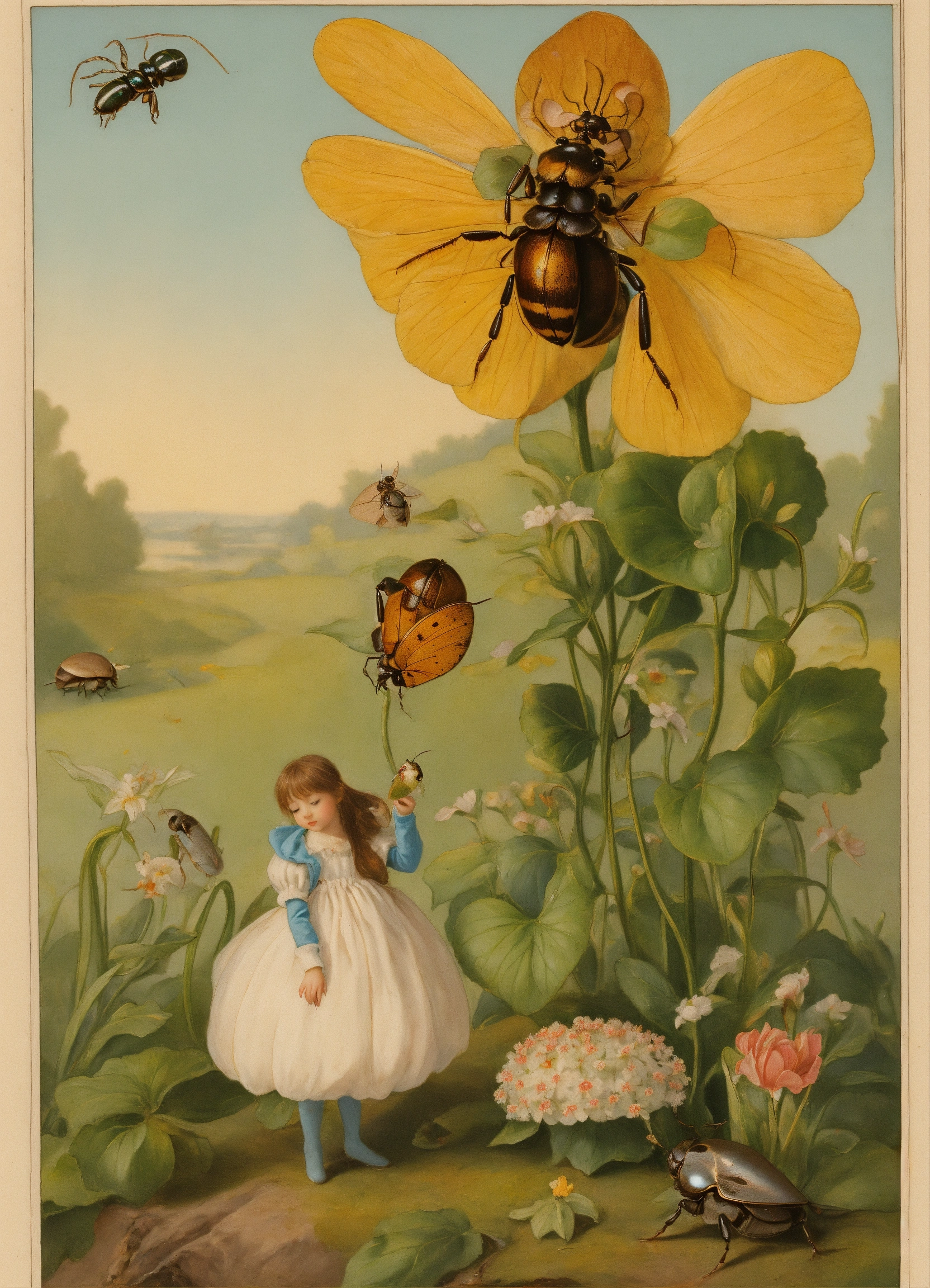 Lexica - Thumbelina met cockchafer beetle and a mouse.