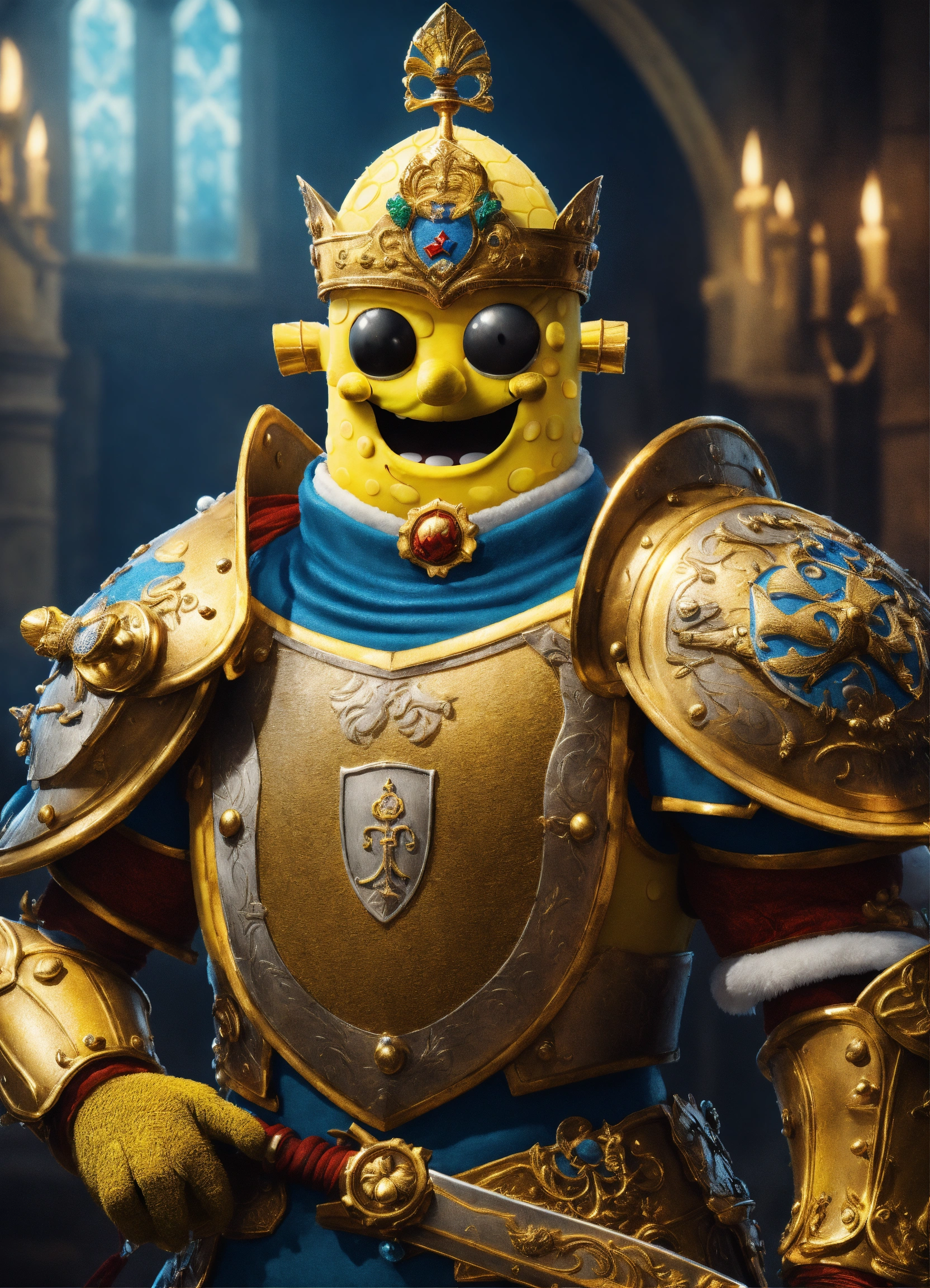 Lexica - Realistic Spongebob Squarepants wearing royal armor with ...