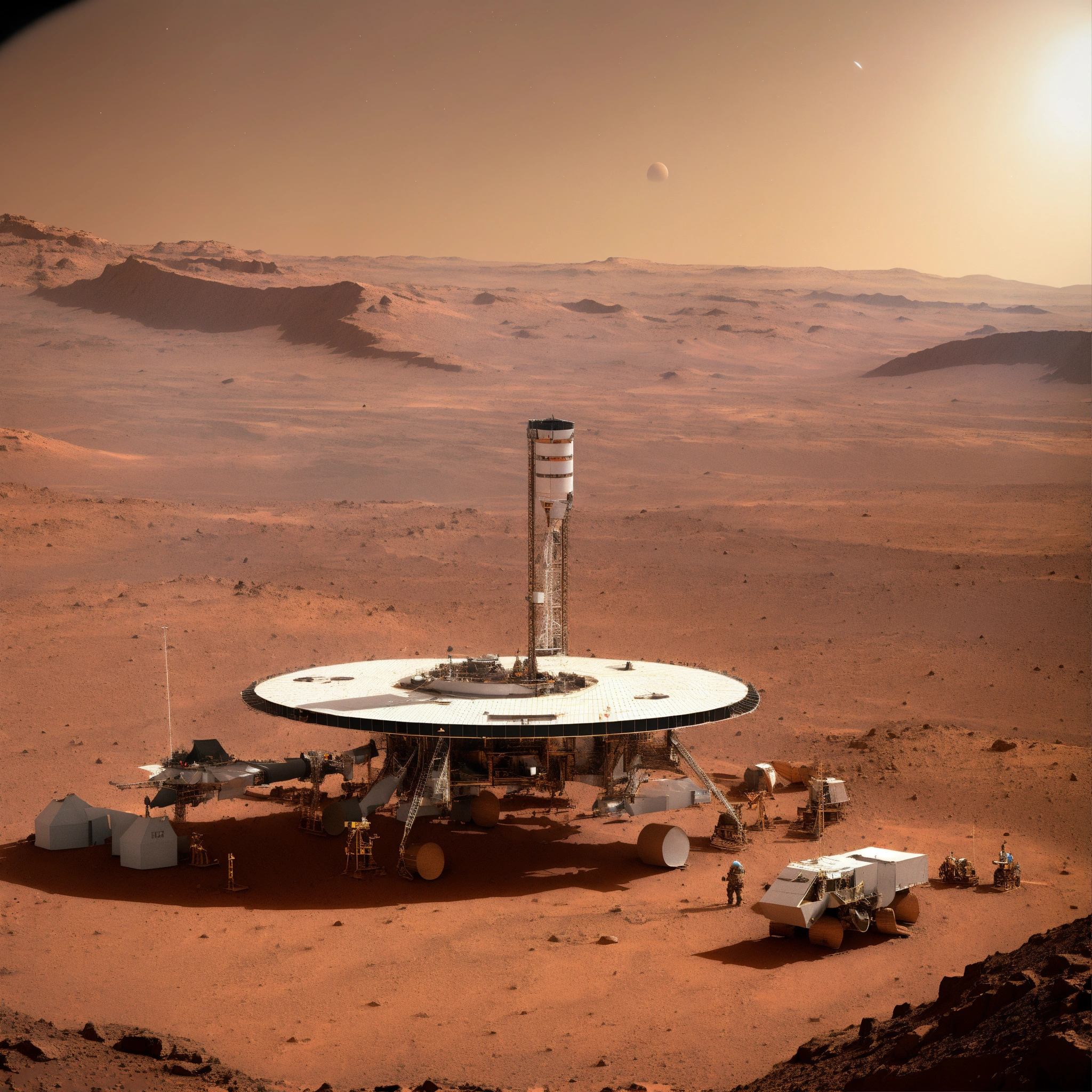 Lexica - Picture of construction on mars using space age technology