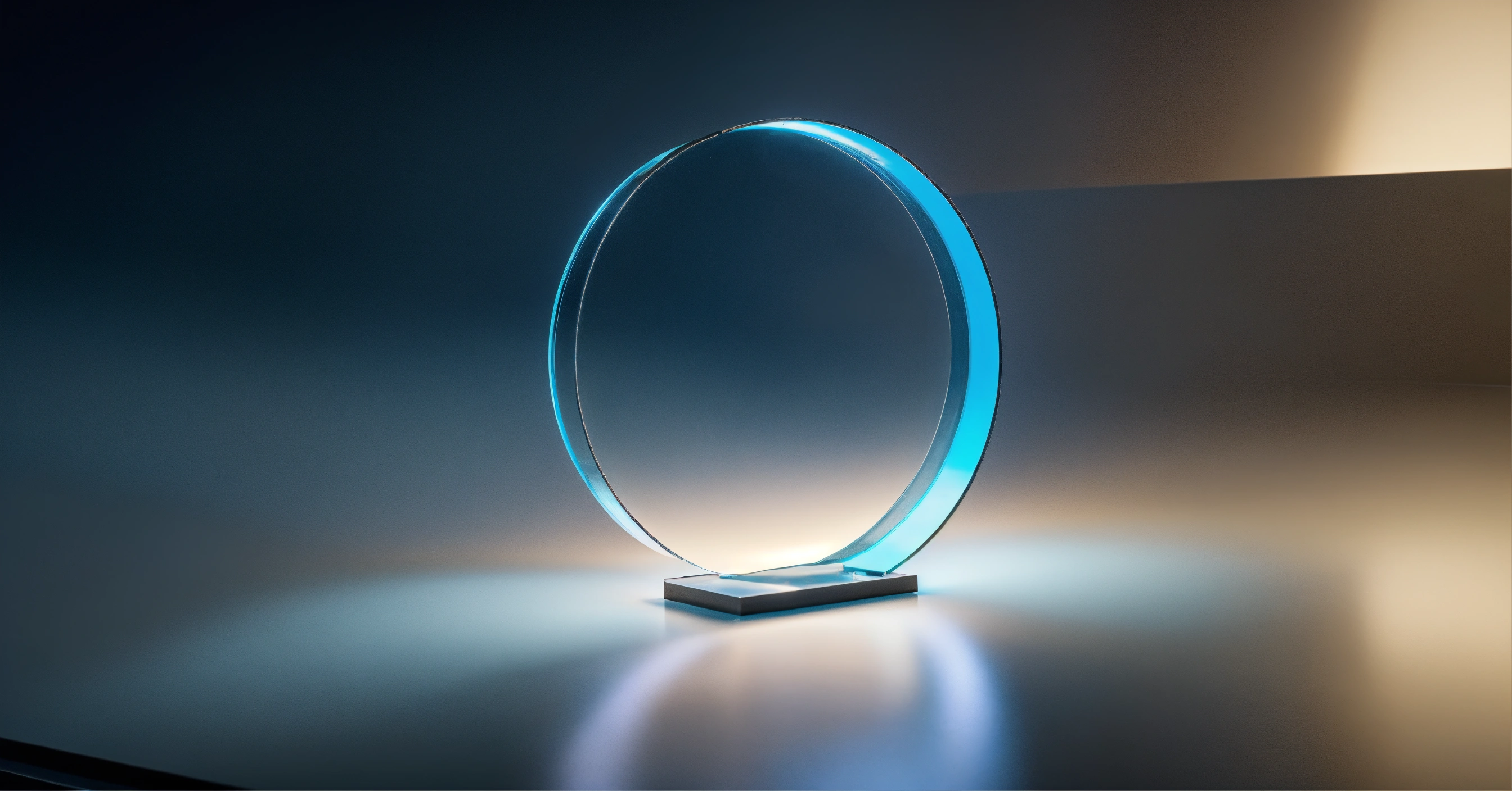 Lexica - Thin glass circle, seen from a side angle with a rotated ...