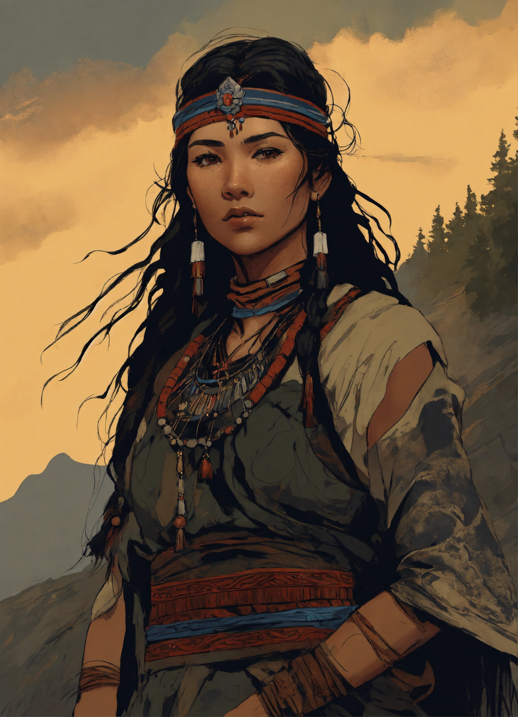 Lexica - Illustration of a young Sámi woman in the style of Bernie ...