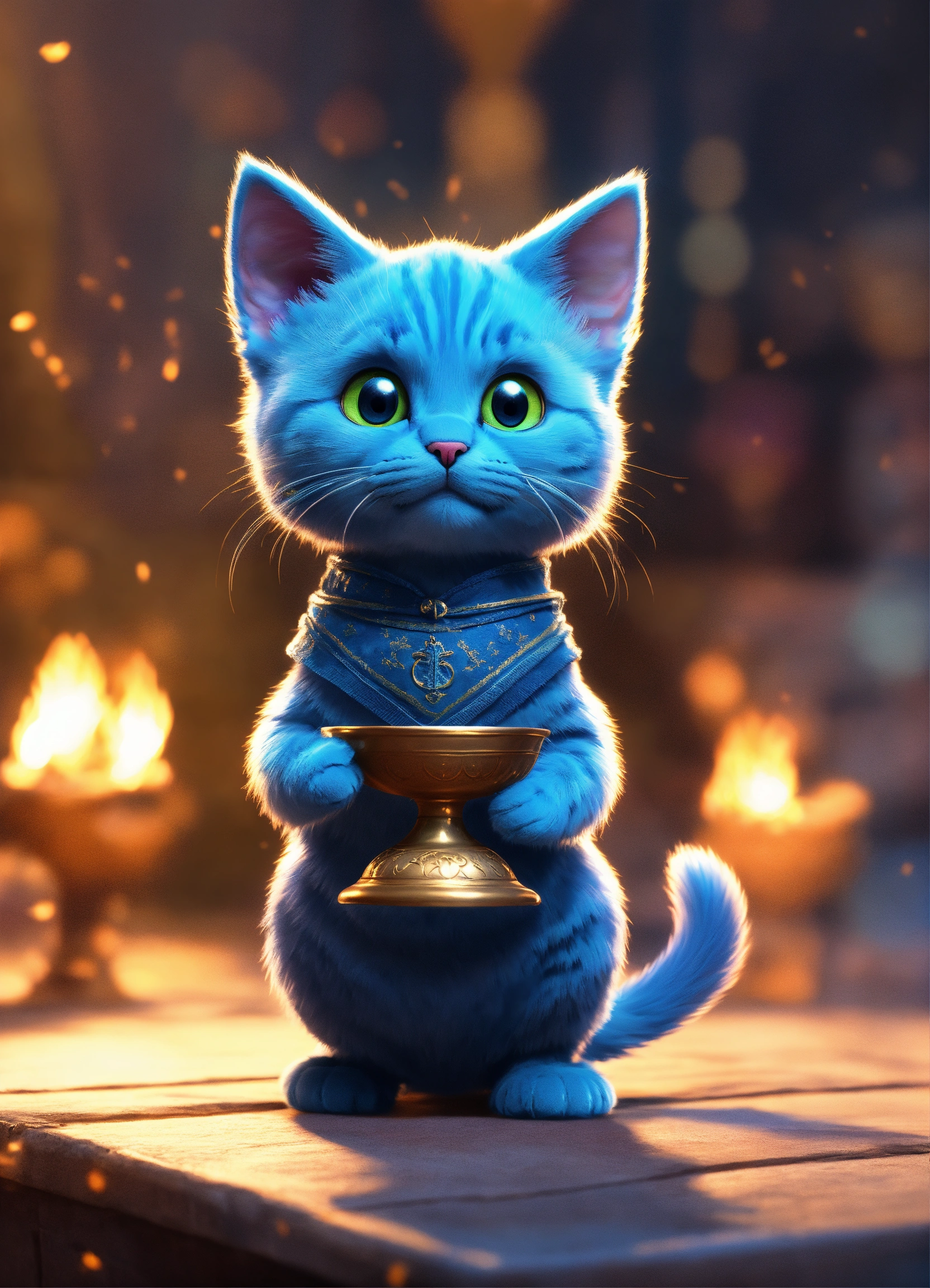 Lexica - 4D full body photo of a cute little blue cat who won the ...