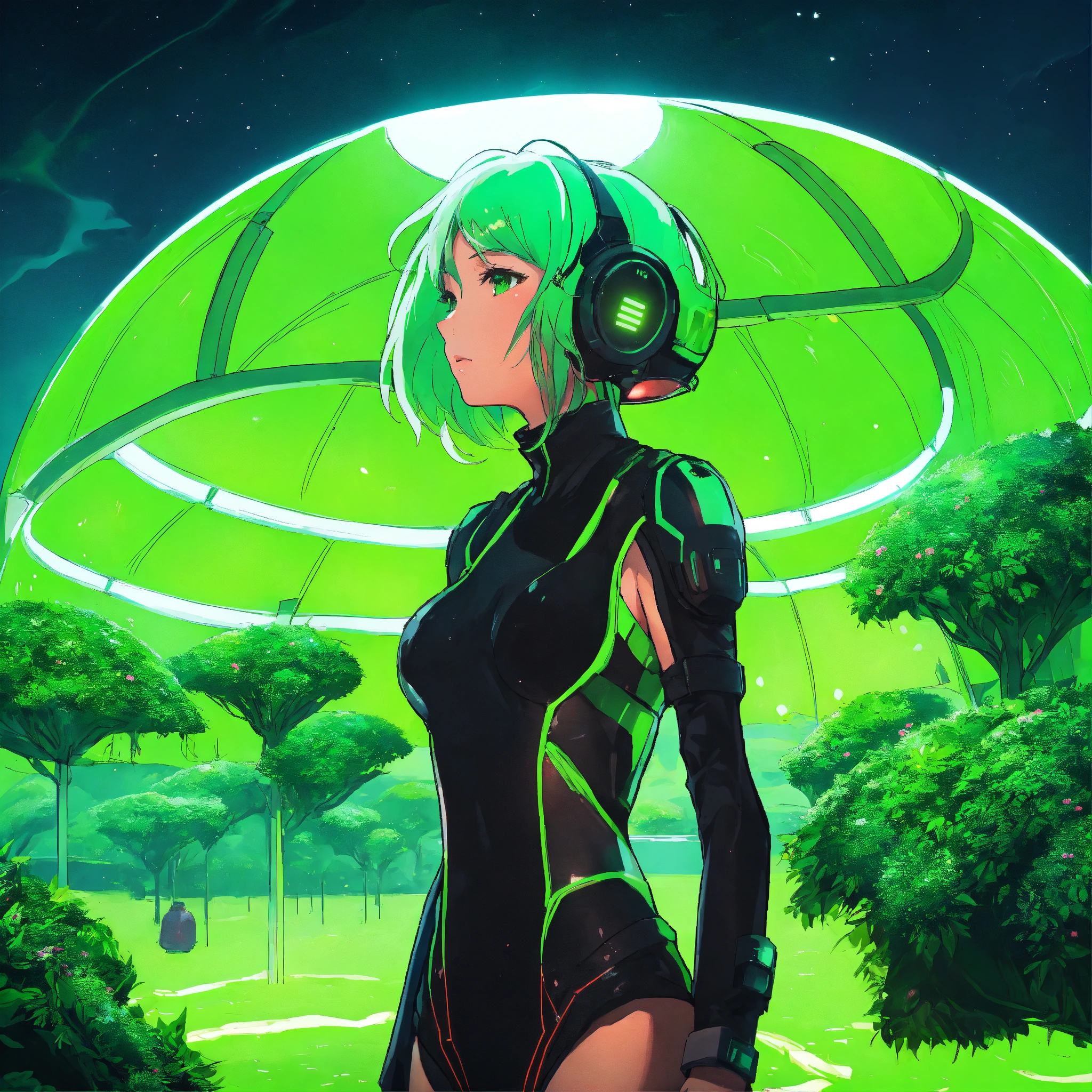 Lexica - Deep inside the green oxygen farm of a spaceship, anime female ...