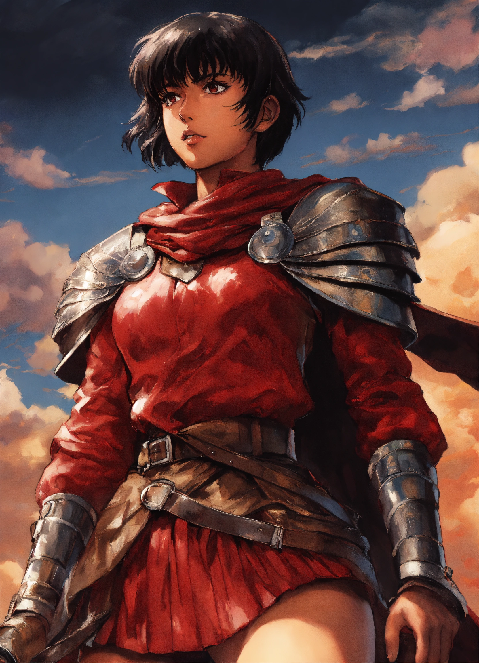 Lexica - Full body Manga art of Casca from Berserk, brown skin, short ...