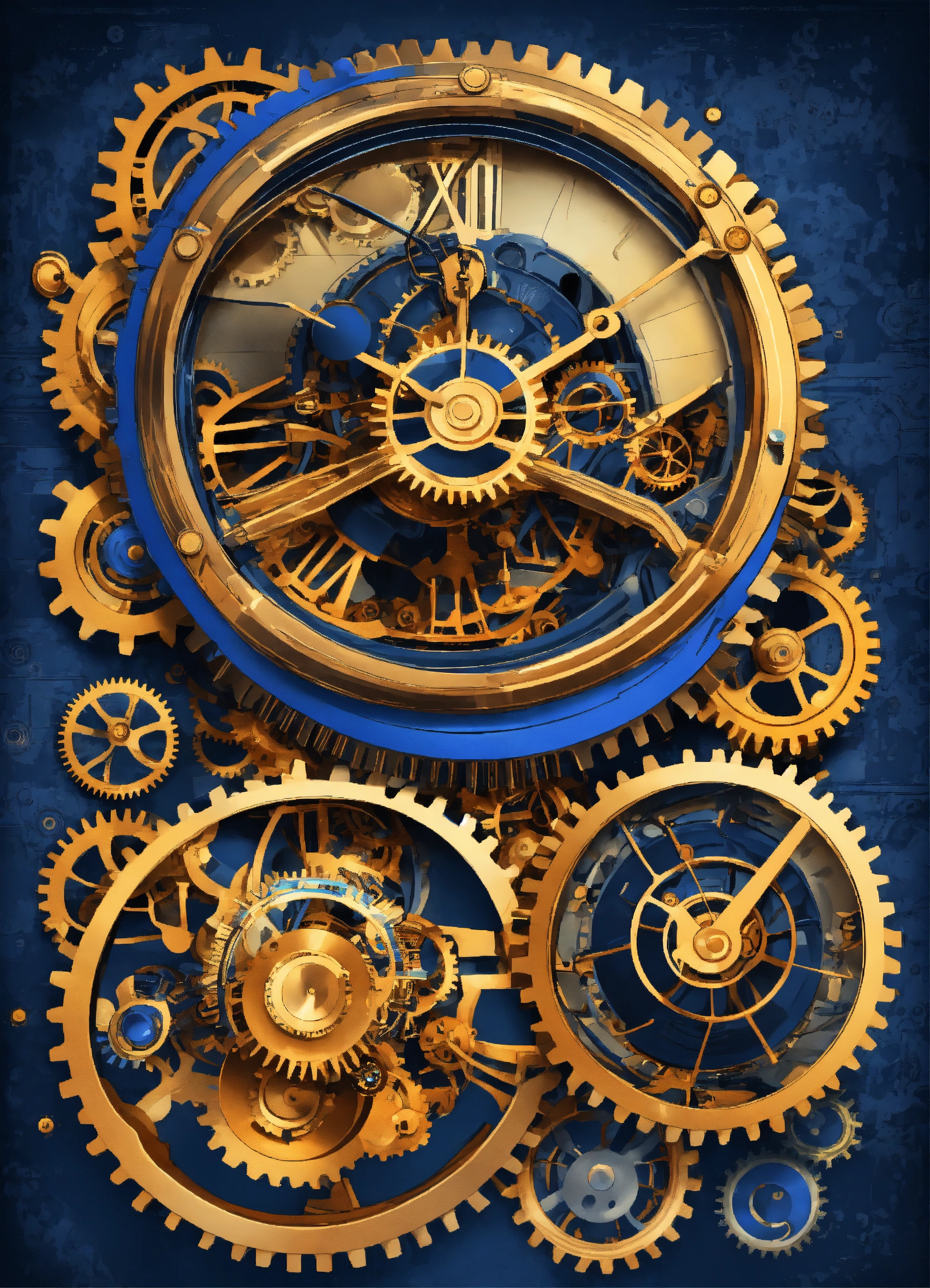 Lexica - Time machine, steampunk, indigo blue, colorful, illustration ...