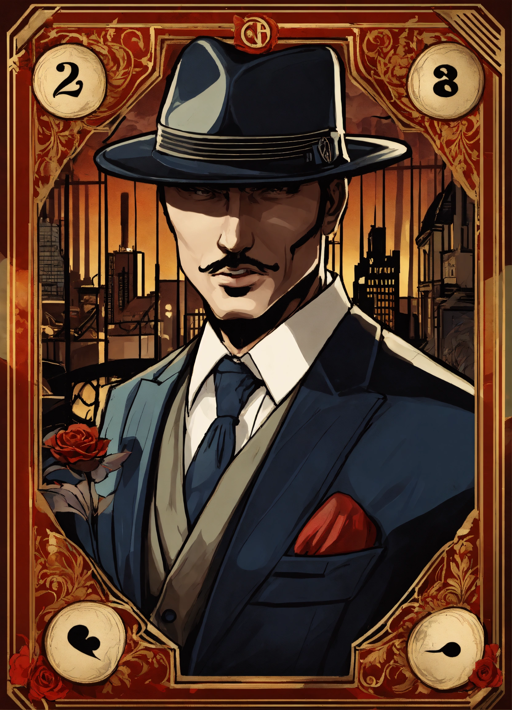 Lexica - Design a Gangster-themed playing card featuring a mysterious ...