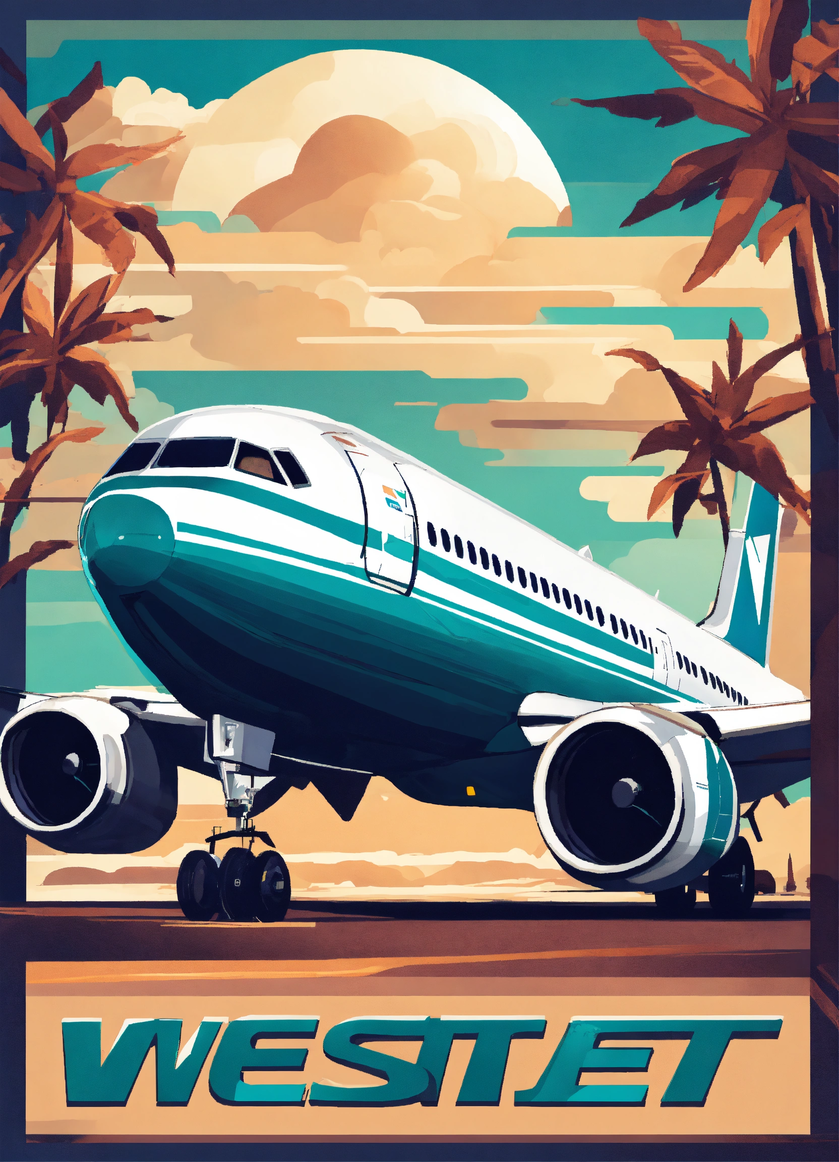 Lexica - Westjet airplane in an illustration style
