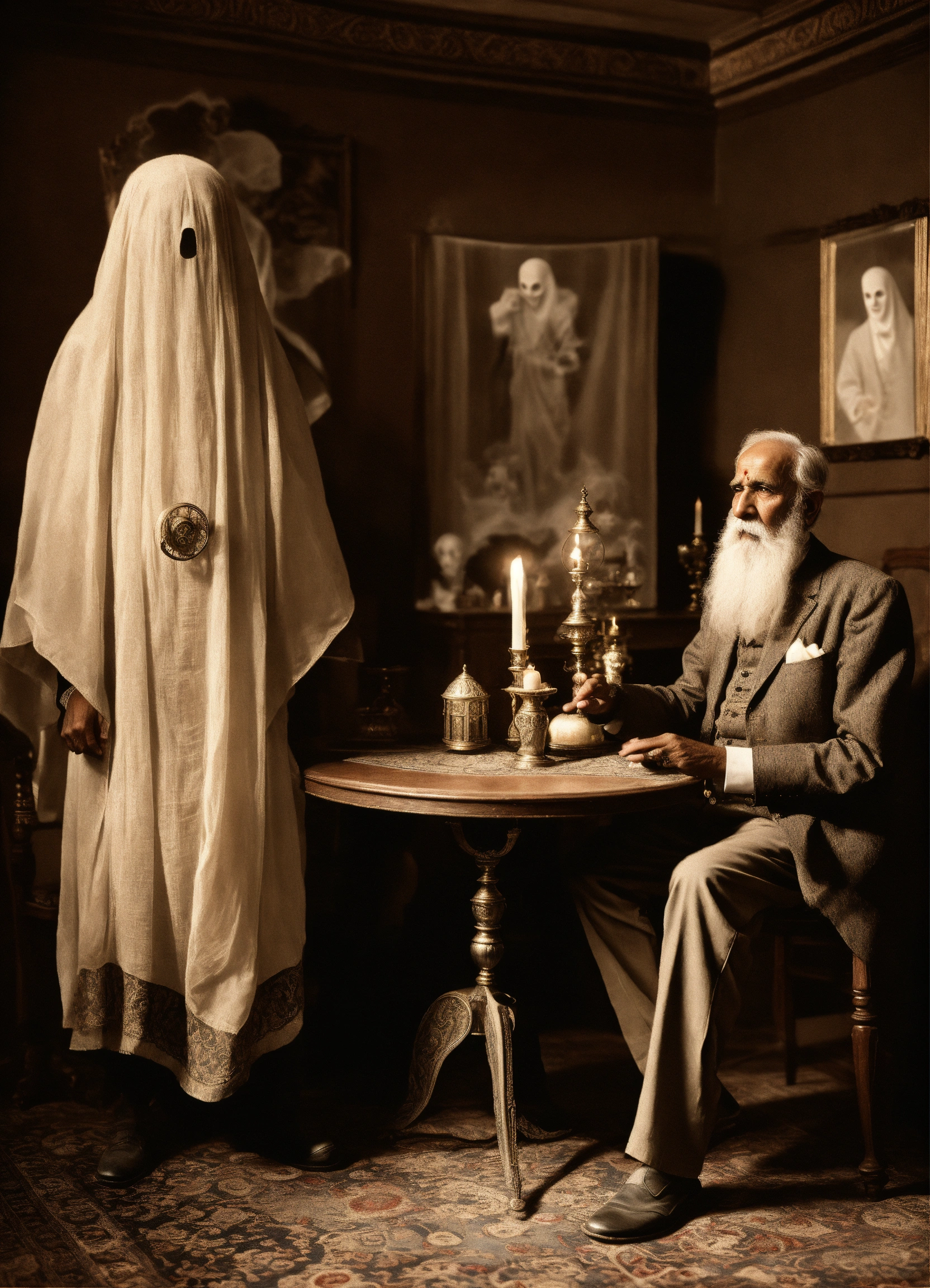 Lexica - Old man wearing hindu fakir, with a turbant, standing next to ...