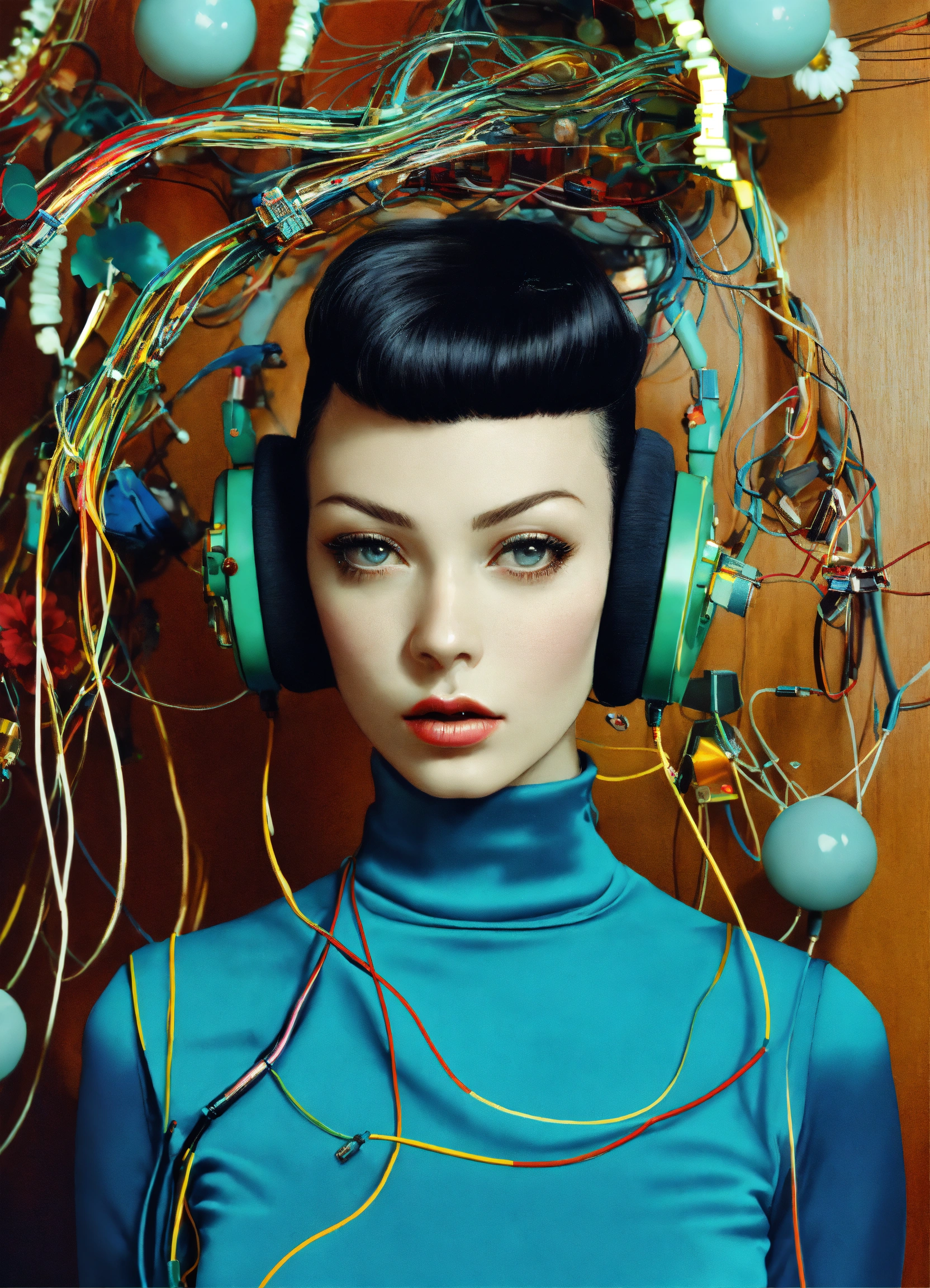 Lexica - Half body front portrait Photography, in front of synthesizer ...