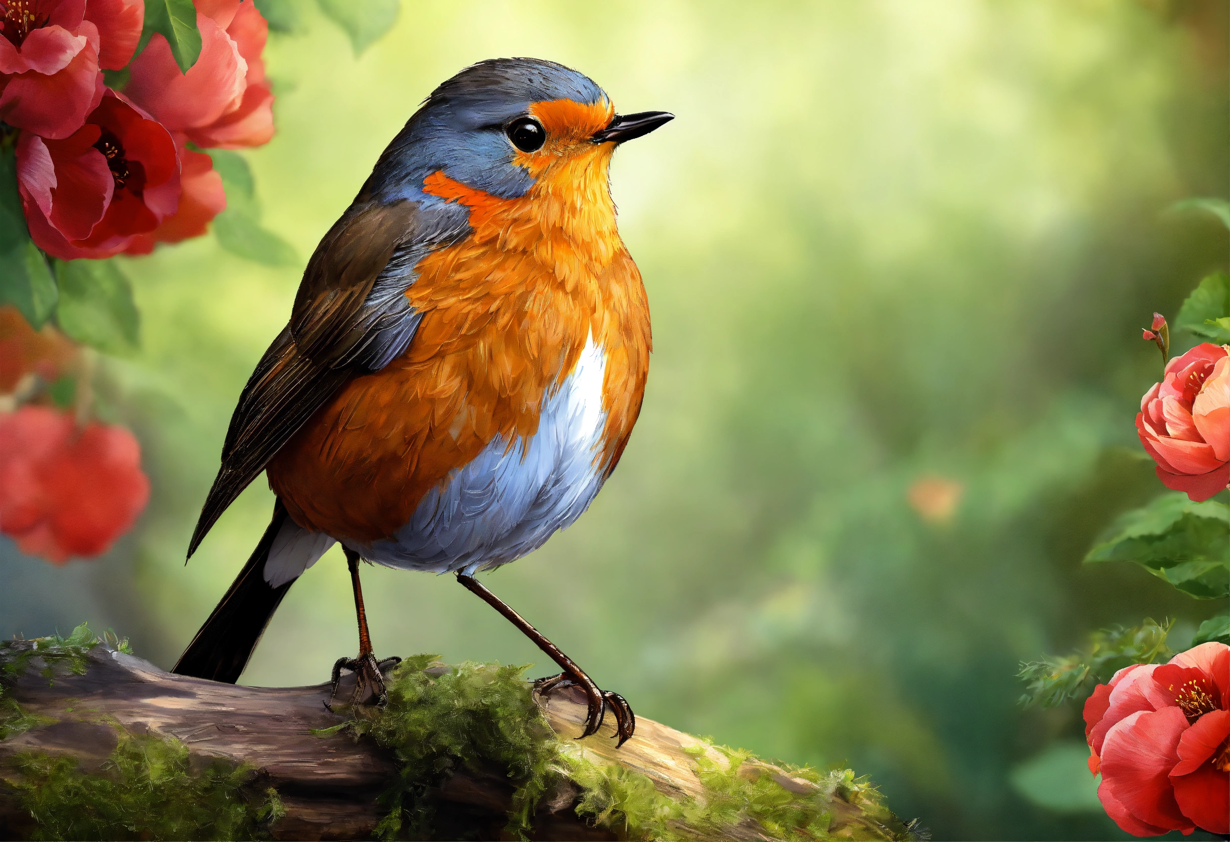 Lexica - Picture of a beautiful detailed robin bird with red belly with ...
