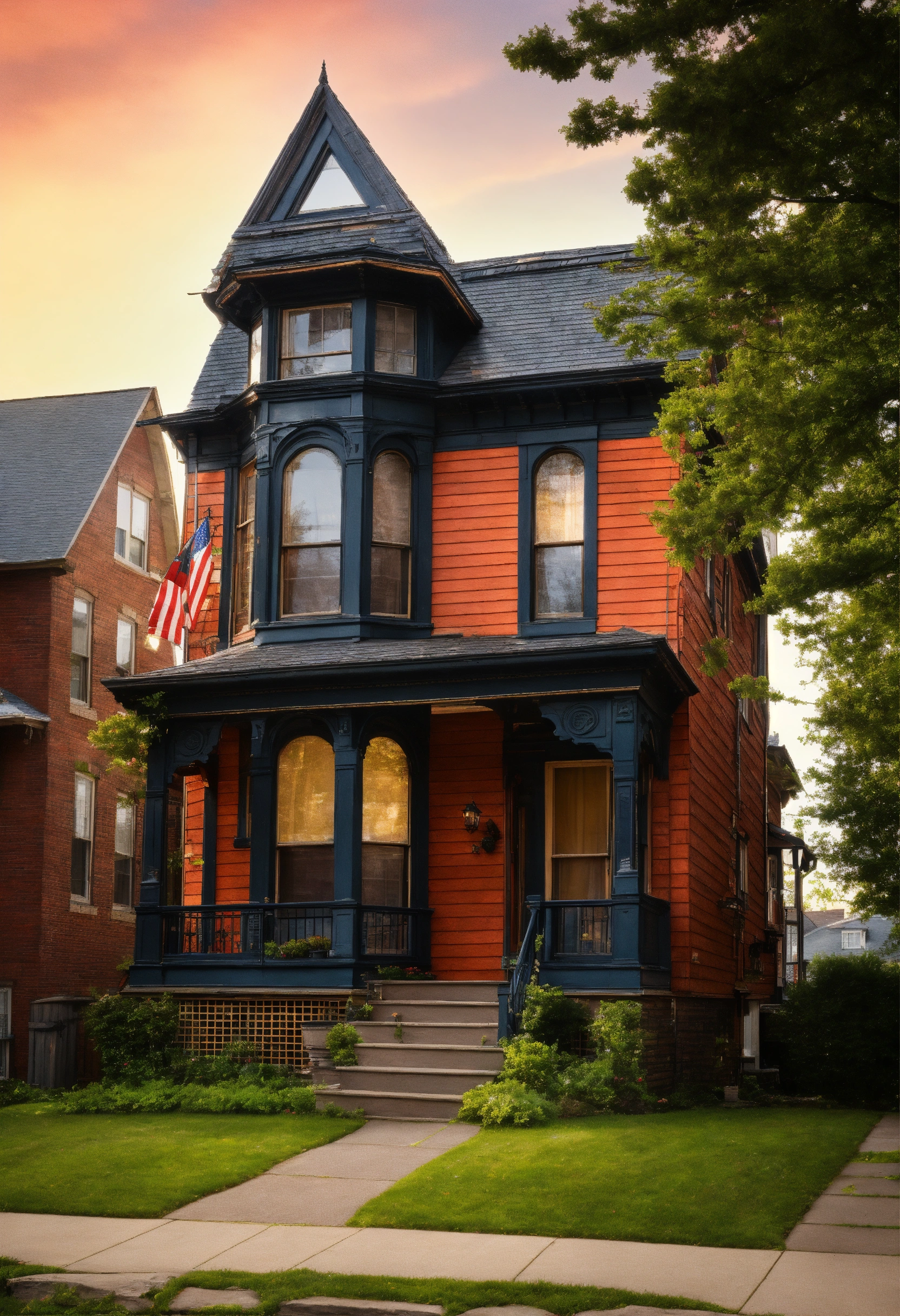 Lexica - A cleveland house, bay window, gable roof, turn of the century