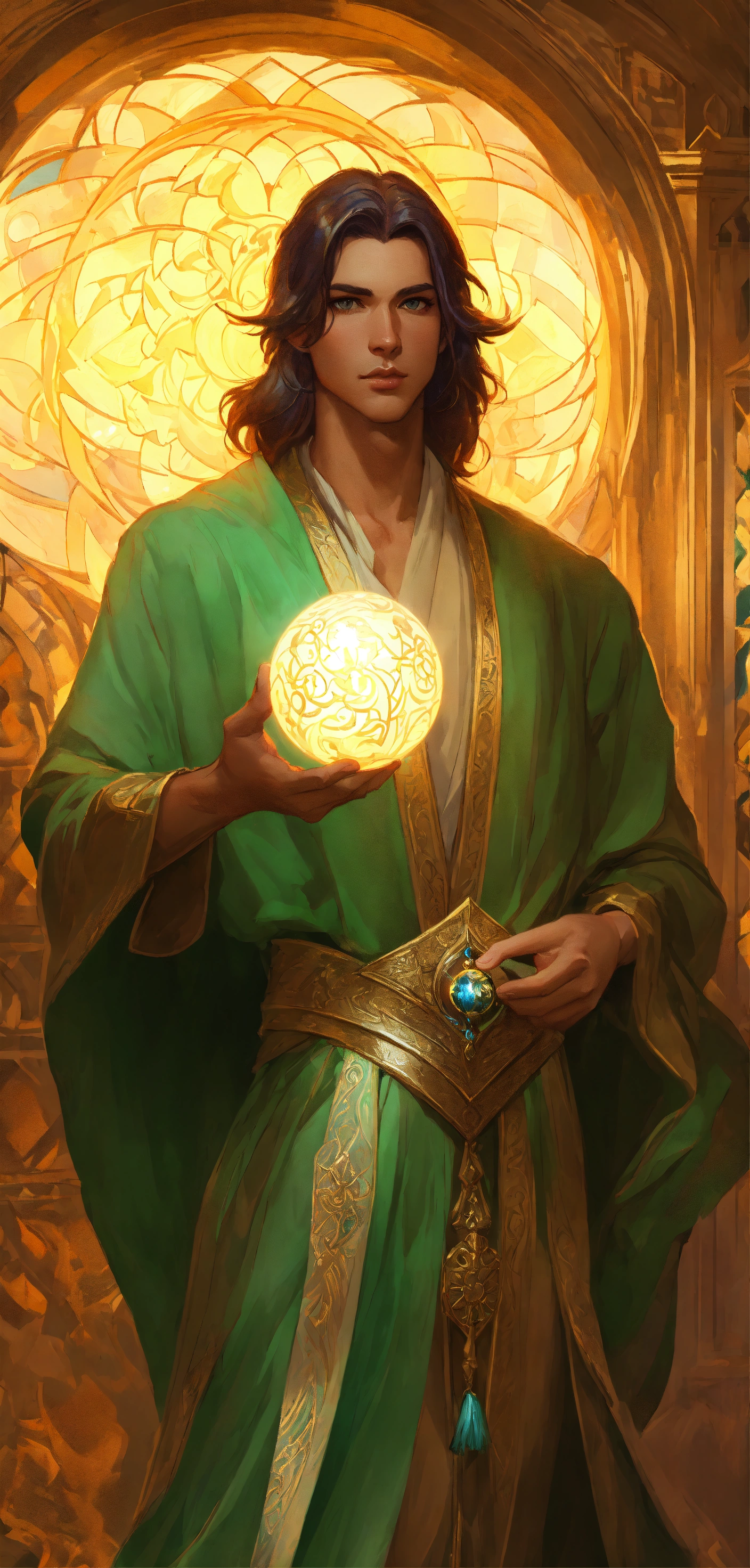 Lexica - Handsome Persian Male Elf Wizard with magical orb, high ...