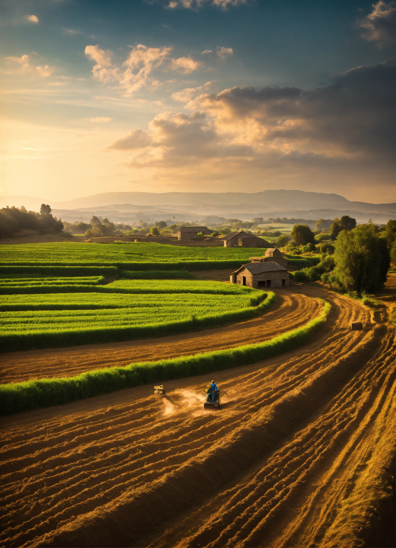 Lexica - An ancient farmer cultivating the land, impressive landscape