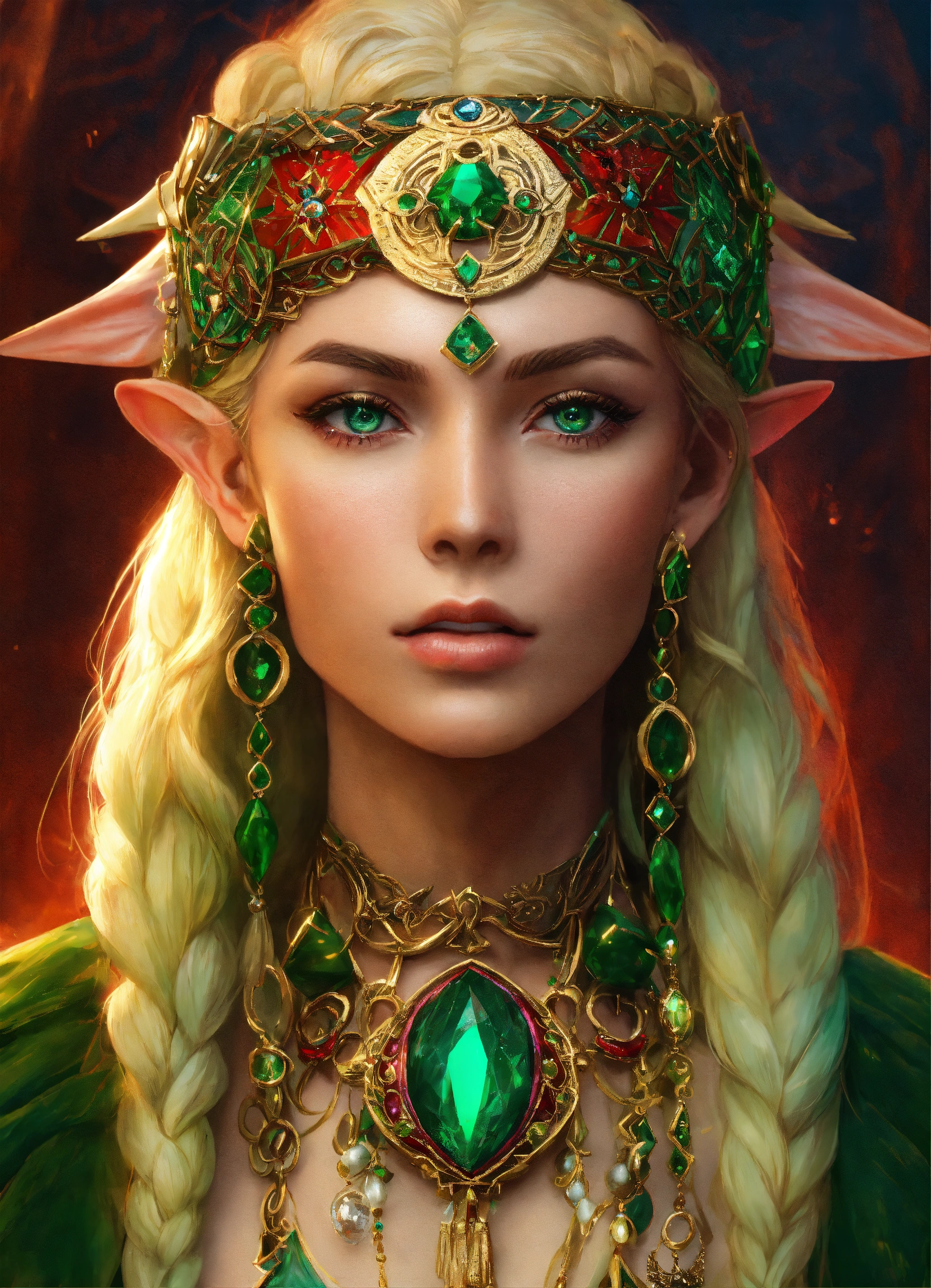 Lexica - A wise elven female shaman, blond hair, surrealistic style ...