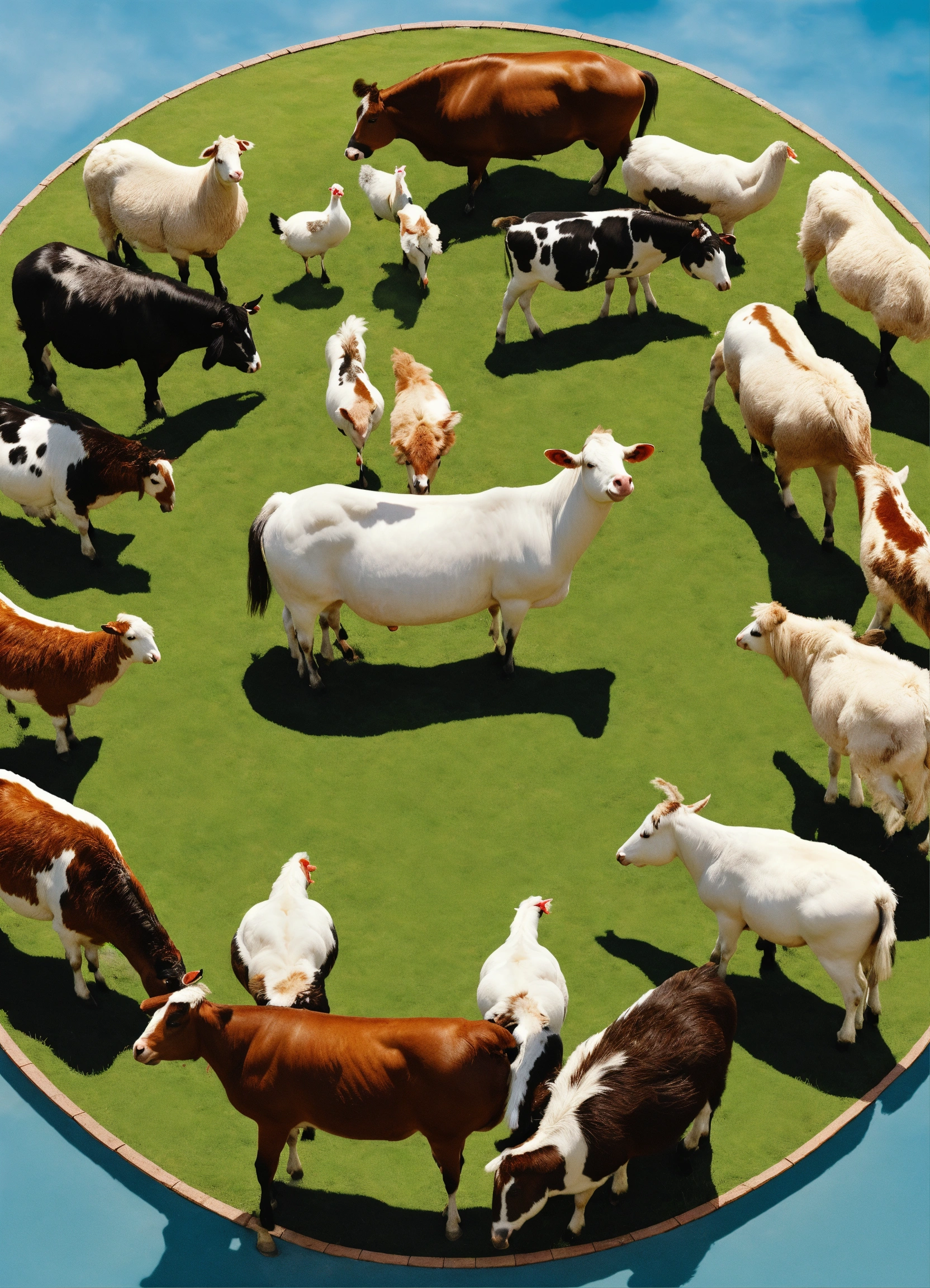 Lexica - A realistic image of a large peck of farm animals in a ...