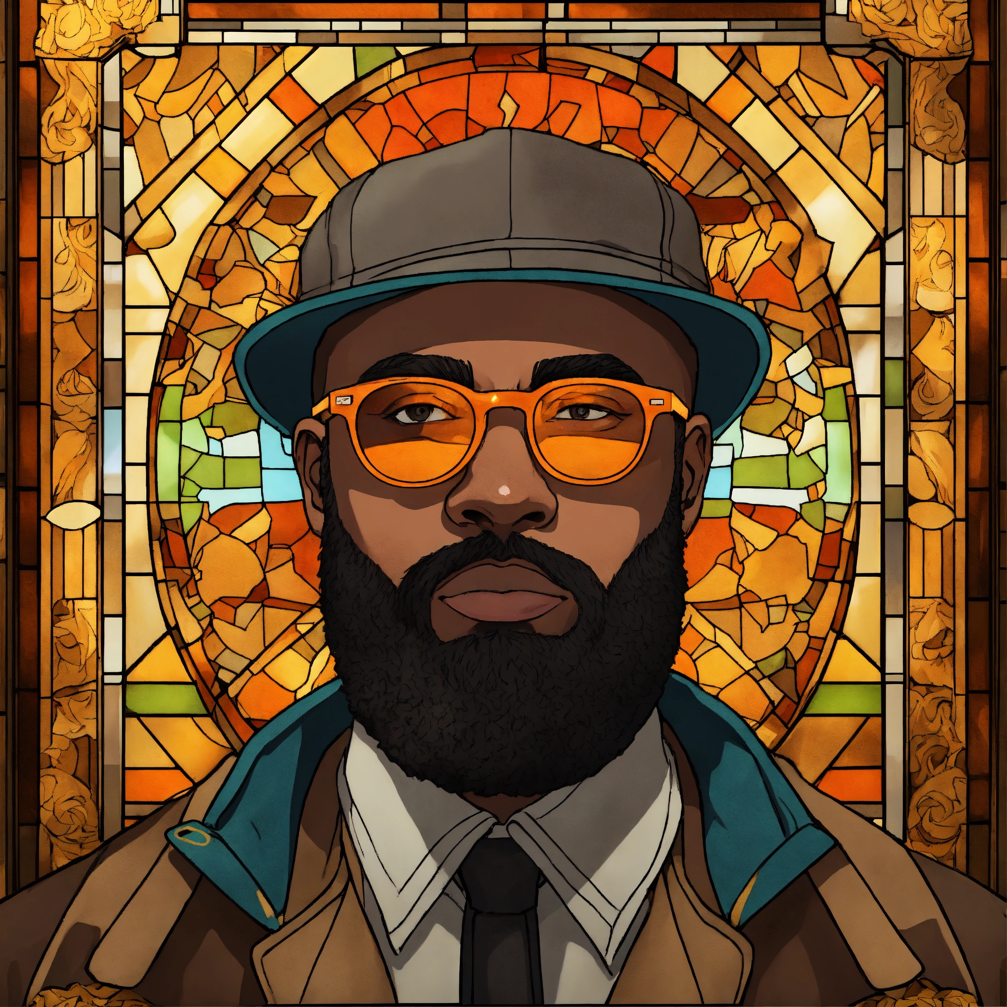 Lexica - HD, 4K, Background is a stained glass with images in the ...