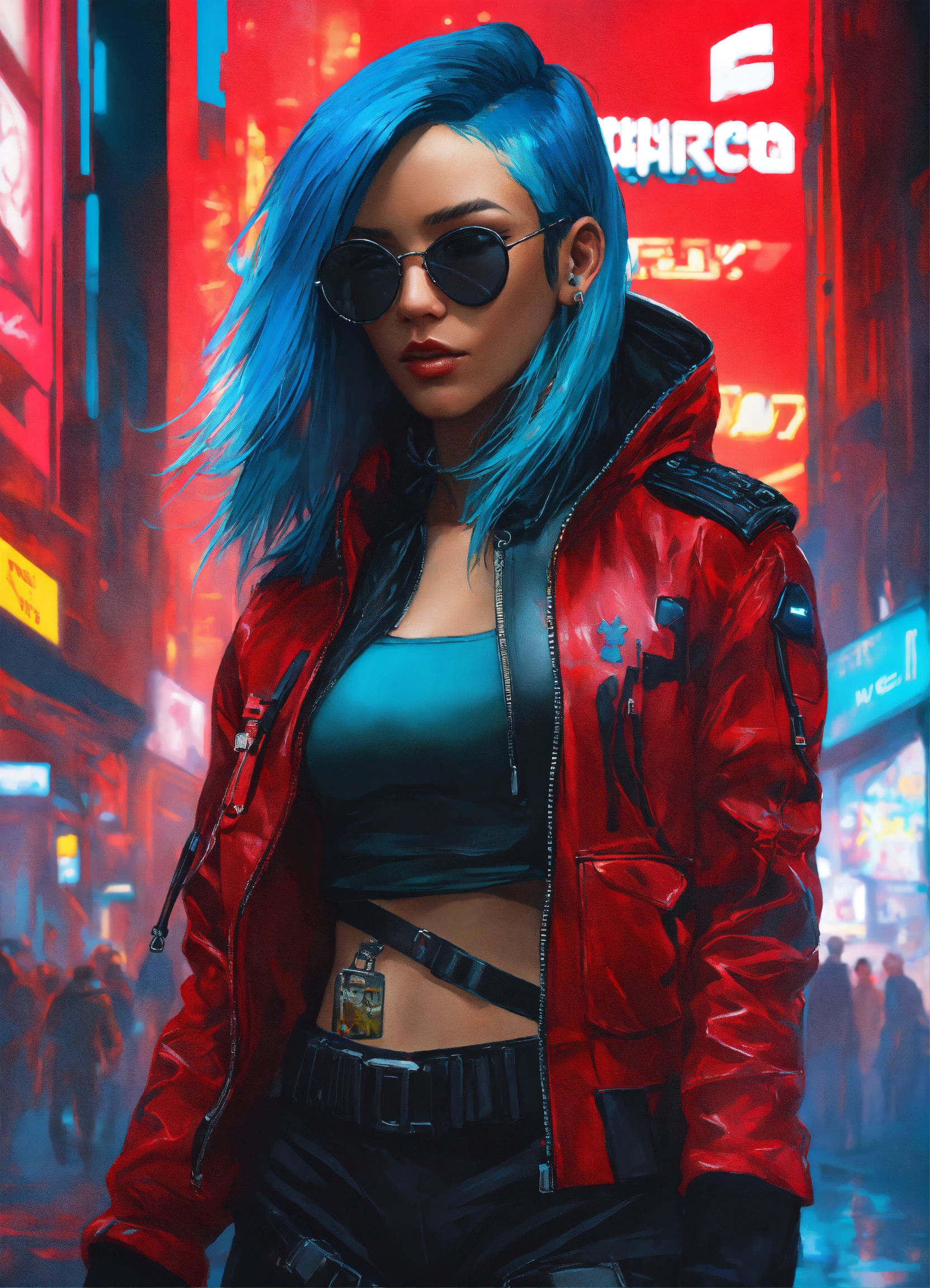 Lexica - Futuristic hacker, robin eggs blue shoulder length hair tips ...