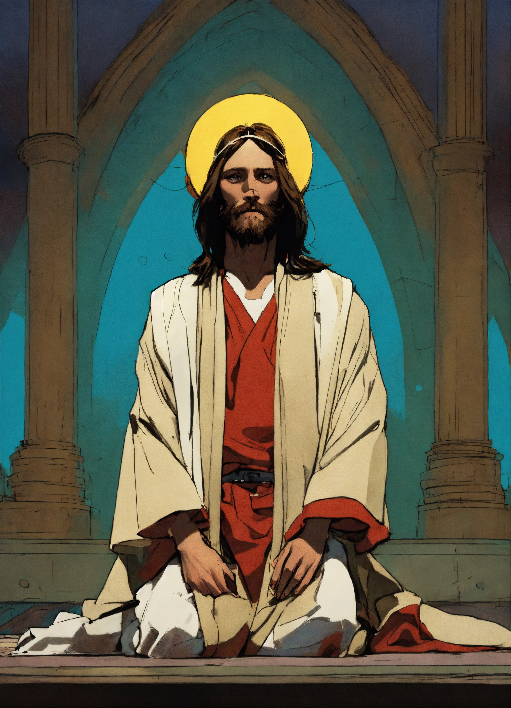 Lexica - Jesus concept art by jamie hewlett, jamie hewl, nft monkey style