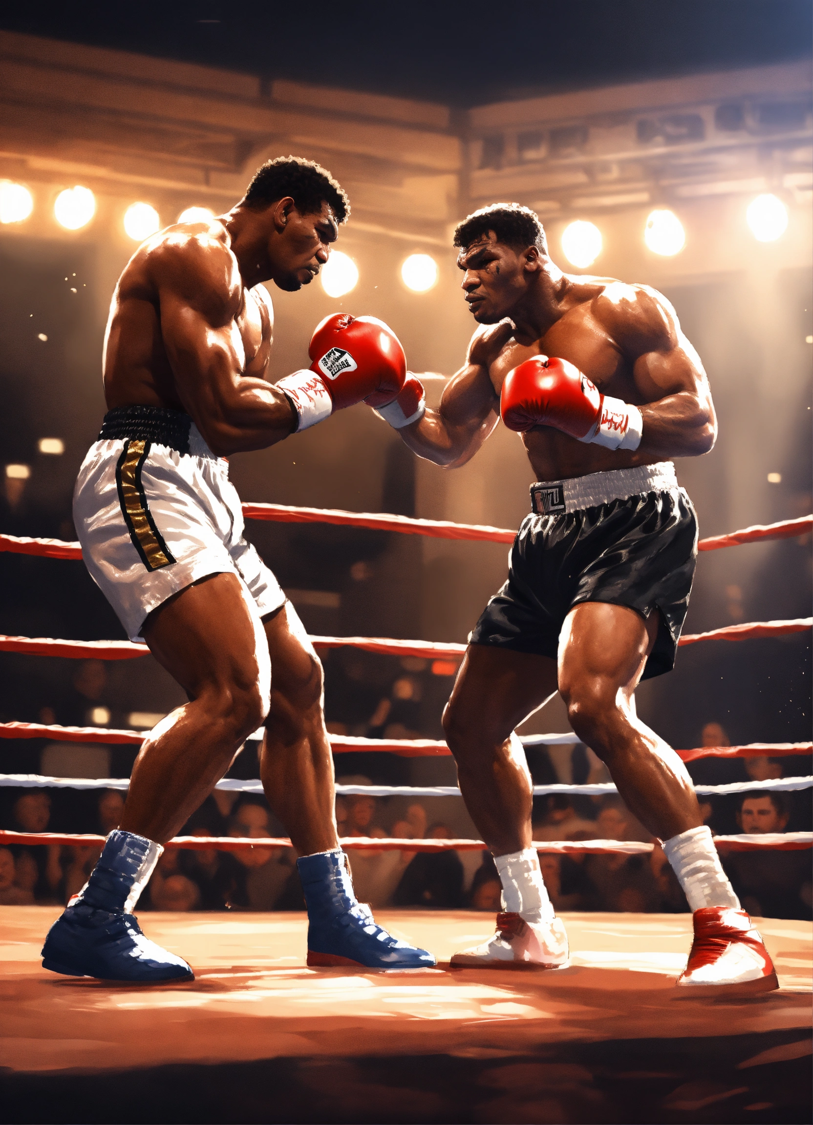 Lexica - Two boxers fighting. ultra define Mike Tyson with black shorts ...