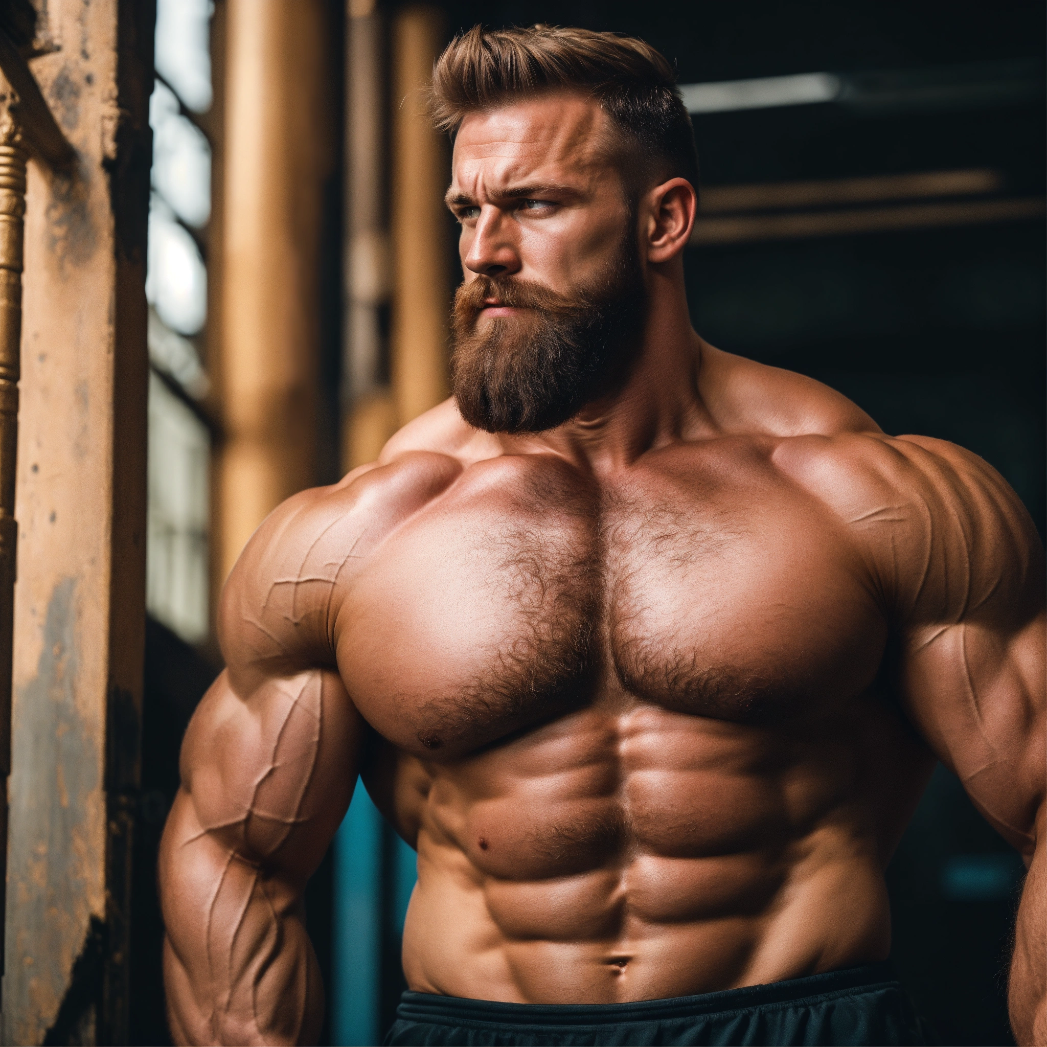 Lexica - 30-year-old hairy German man with big muscles, big bodybuilder ...