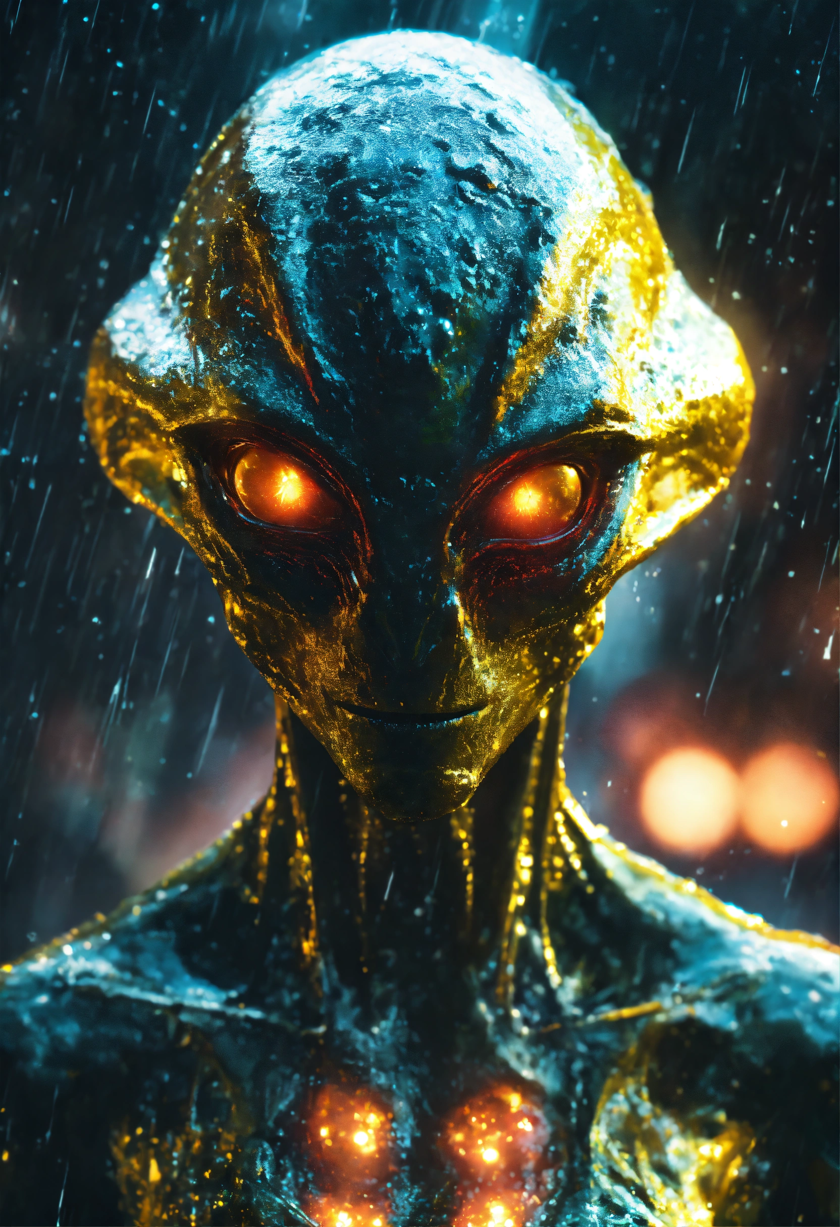 Lexica - An menacing alien with glowing eyes filled with swirling ...