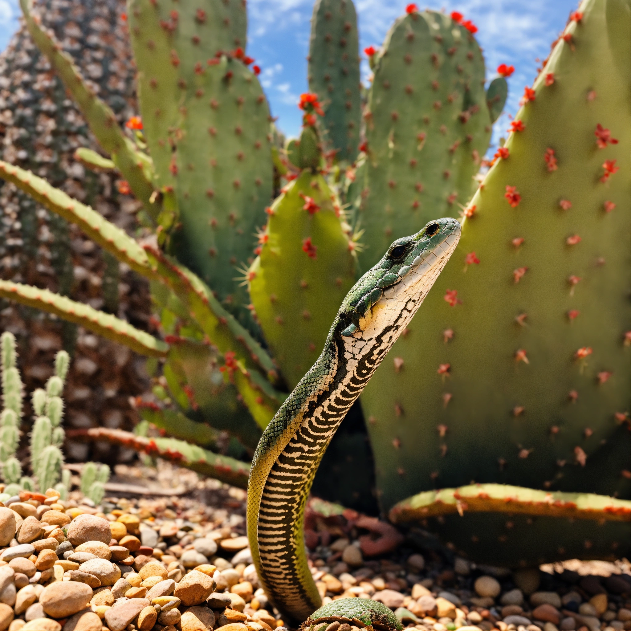 Lexica - Snake climbing up cacti