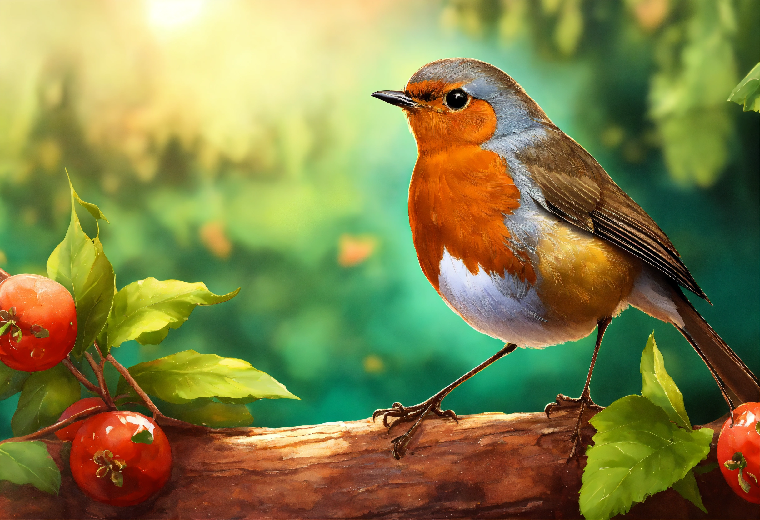 Lexica - Picture of a beautiful detailed robin bird with red belly with ...