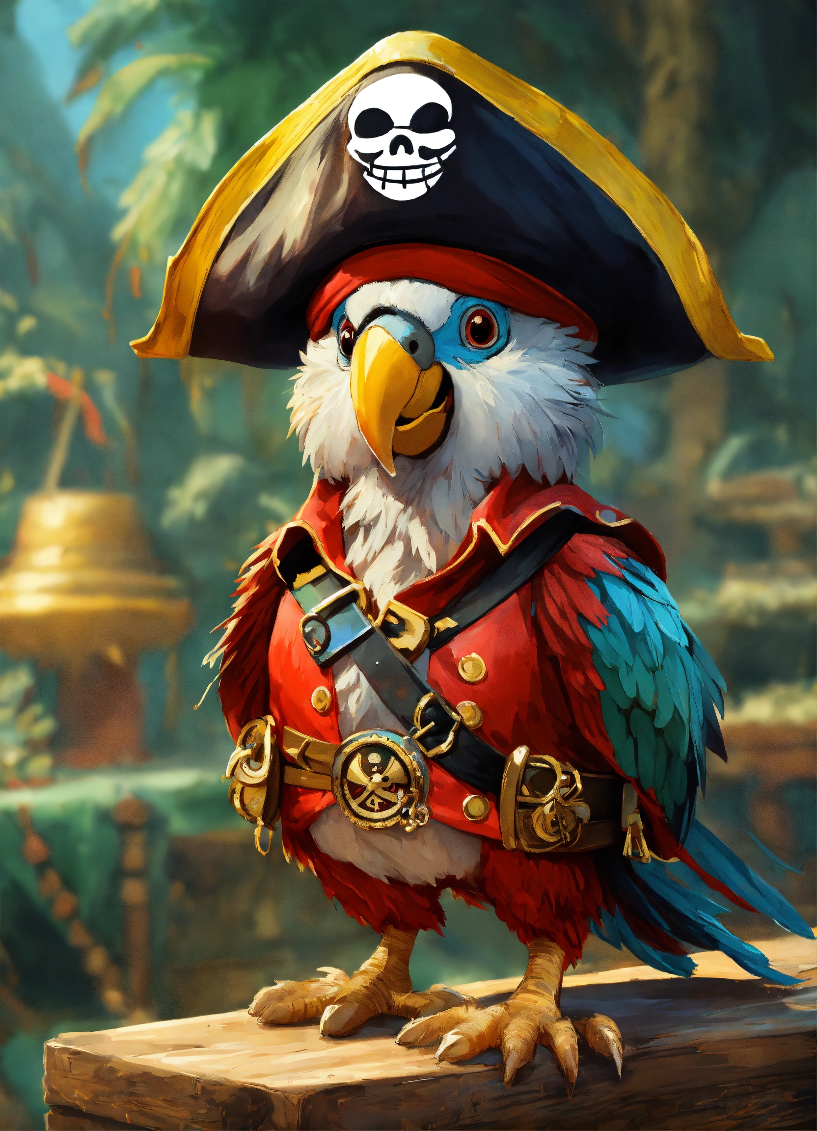 Lexica - Cute pirate parrot in a pirate hat, full height, made by ...