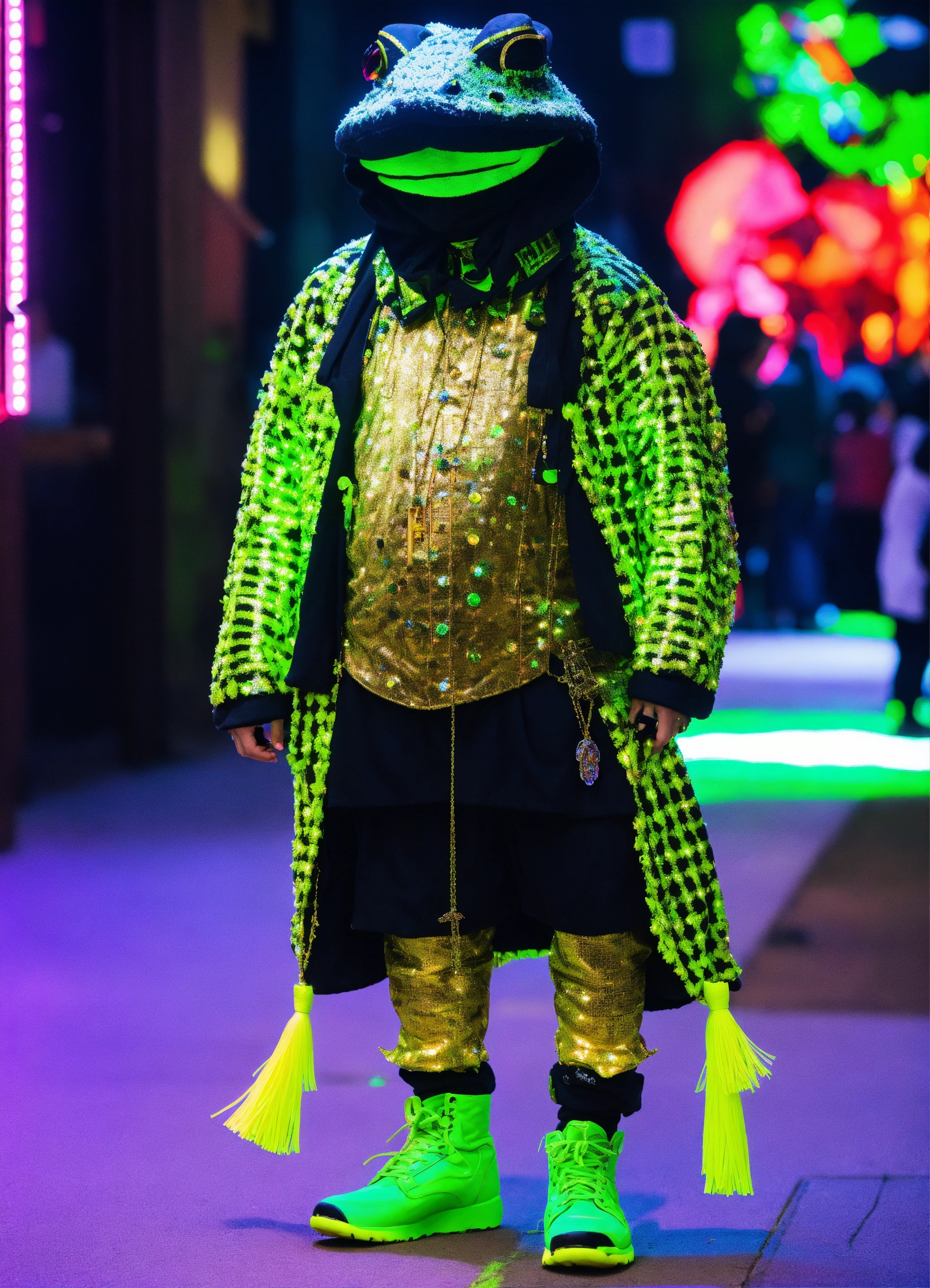 Lexica - Full body portrait A toad made out of a 3d black green light ...