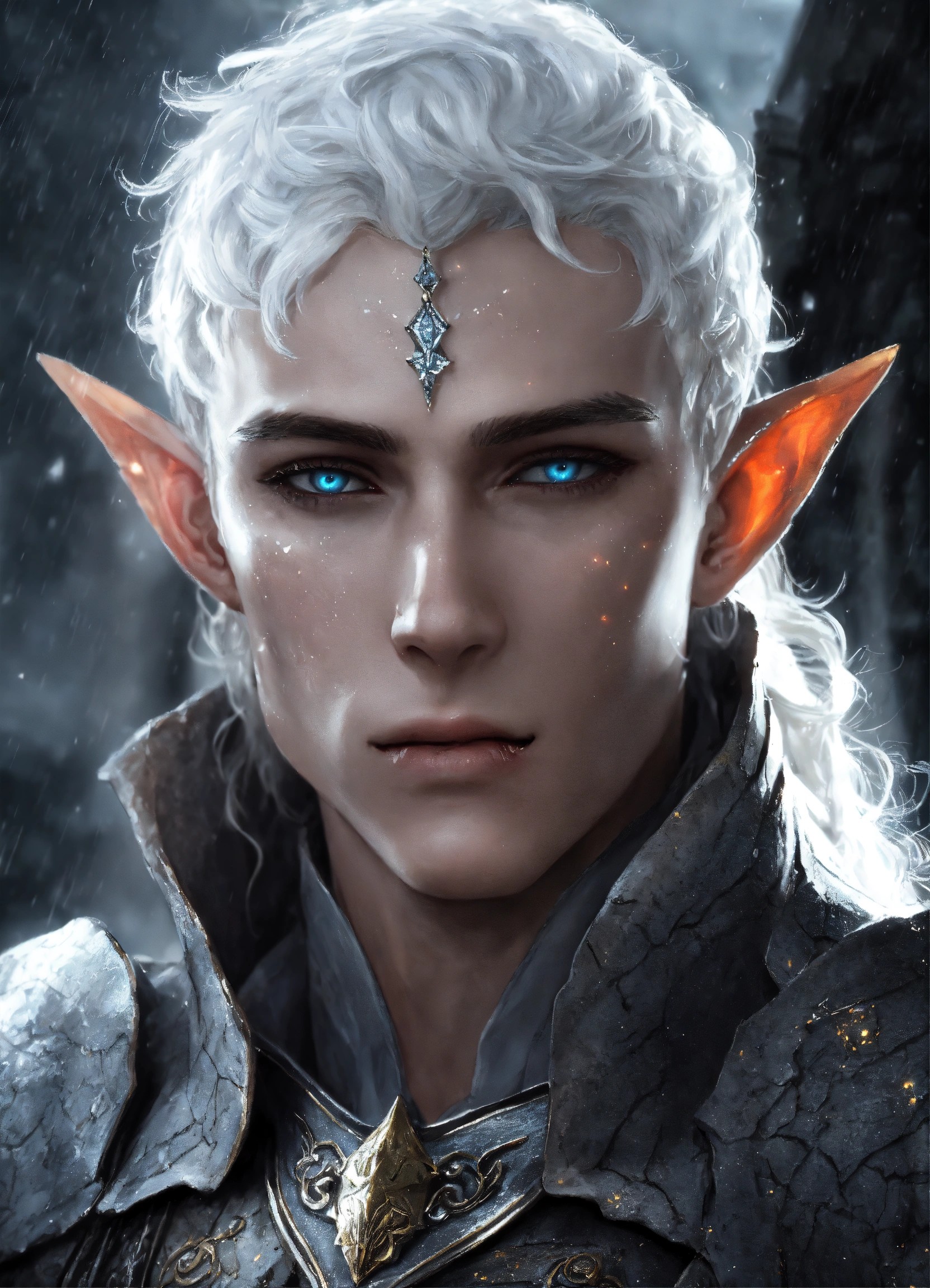 Lexica - Fantasy portrait of a ash-grey skinned elf, masculine ...